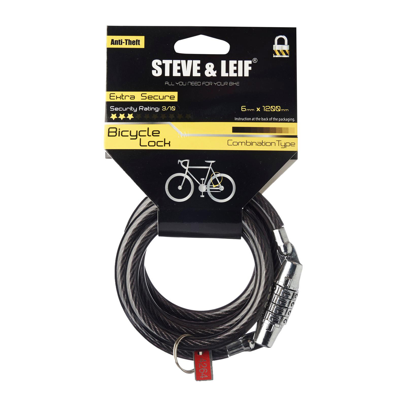 Steve Leif Bicycle Combination Lock 8mm x 1200mm NTUC FairPrice