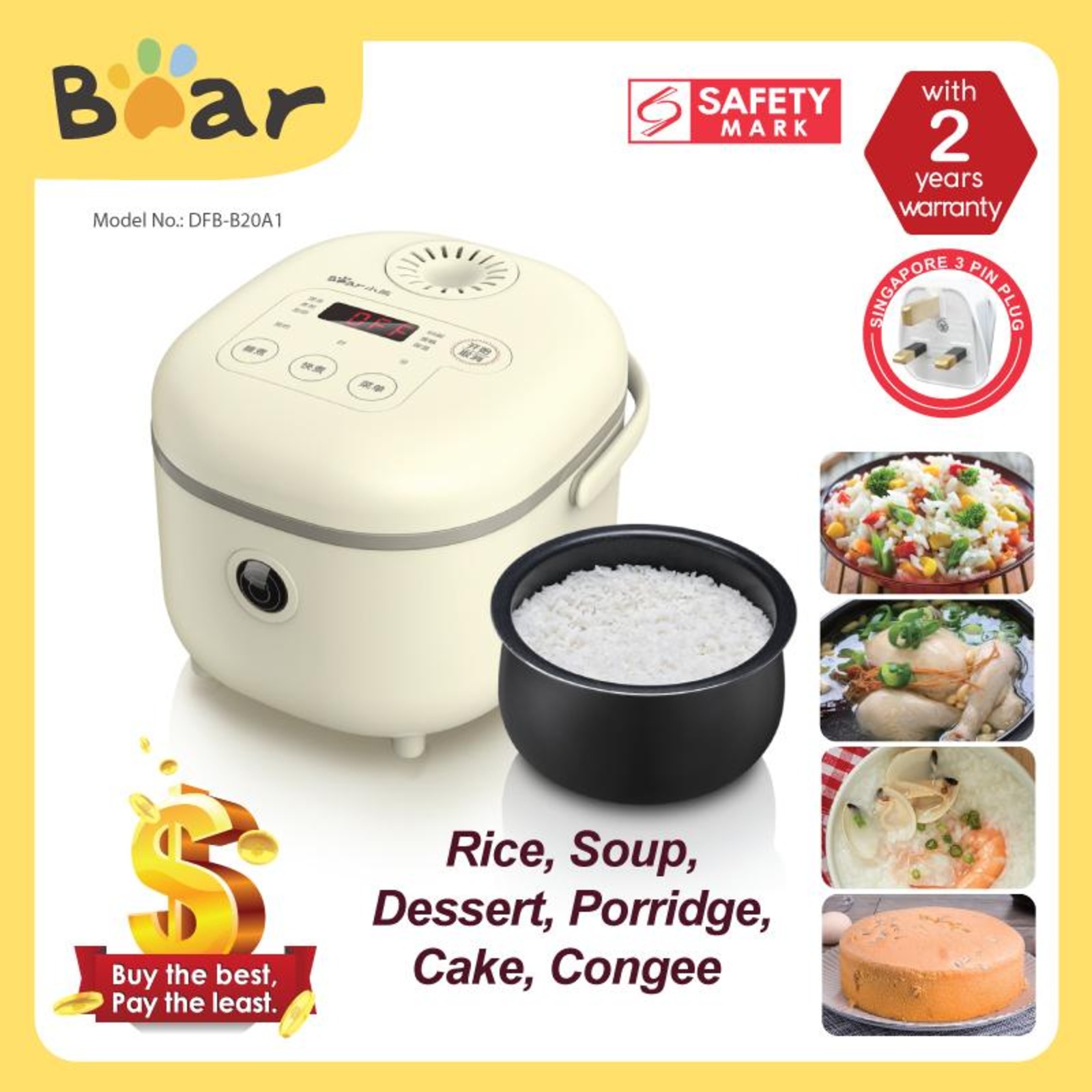Bear Mini Rice Cooker DFB-B20A1 | NTUC FairPrice