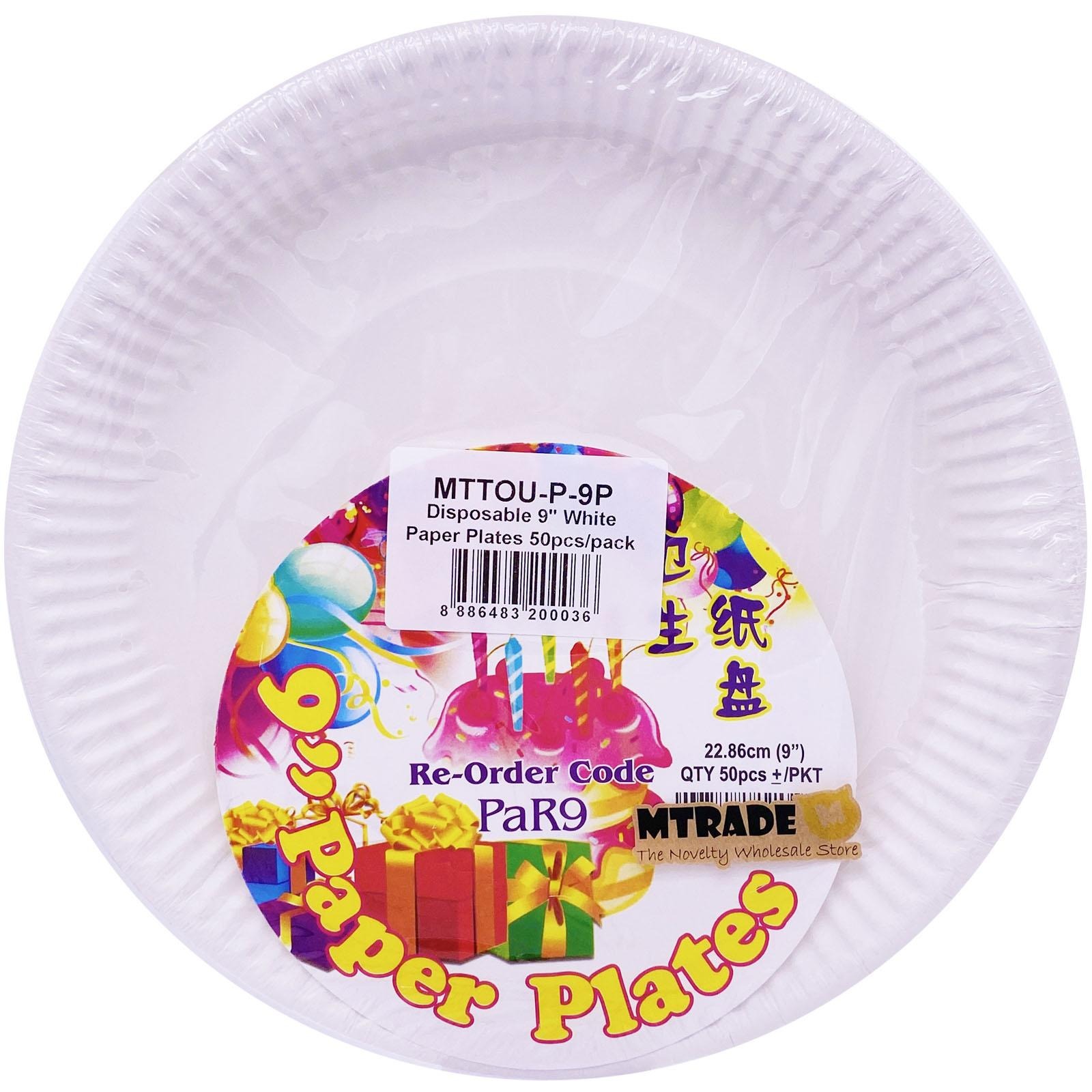 MTRADE Disposable 9 Inch White Paper Plates | NTUC FairPrice