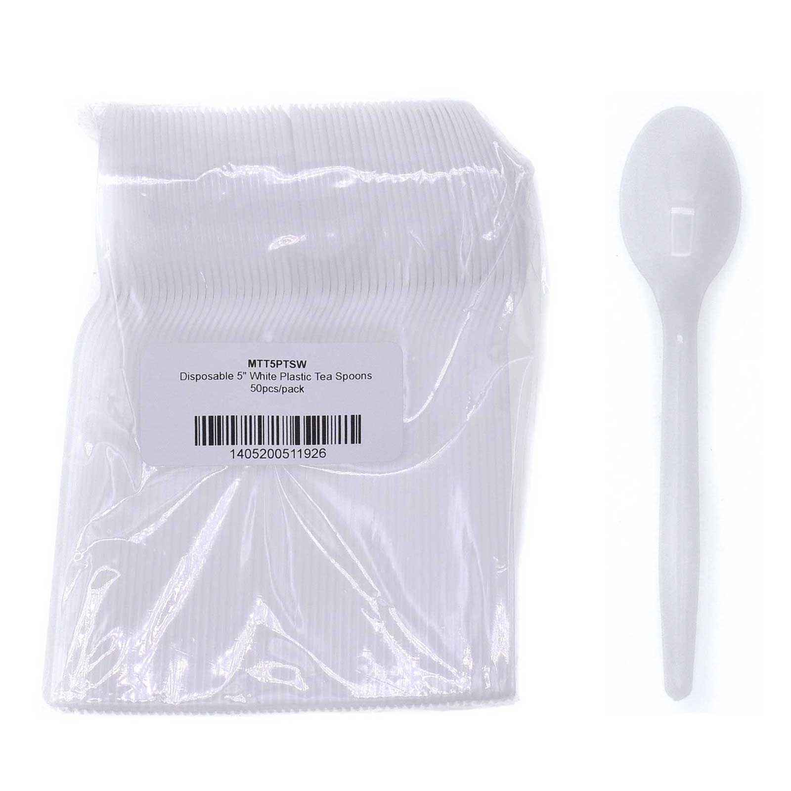 MTRADE Disposable 5 Inch White Plastic Tea Spoons | NTUC FairPrice