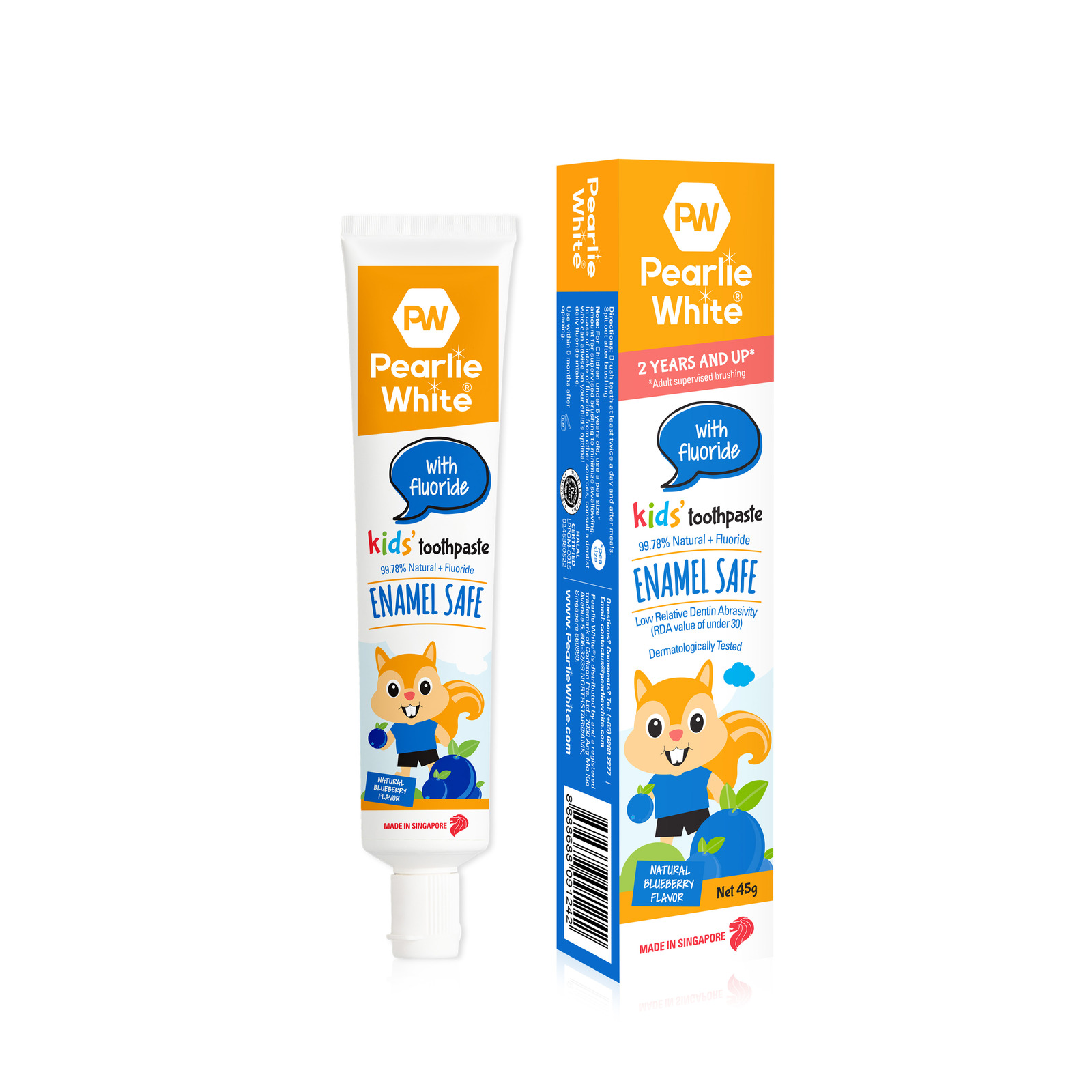 Pearlie White Enamel Safe Kids Blueberry Toothpaste | NTUC FairPrice