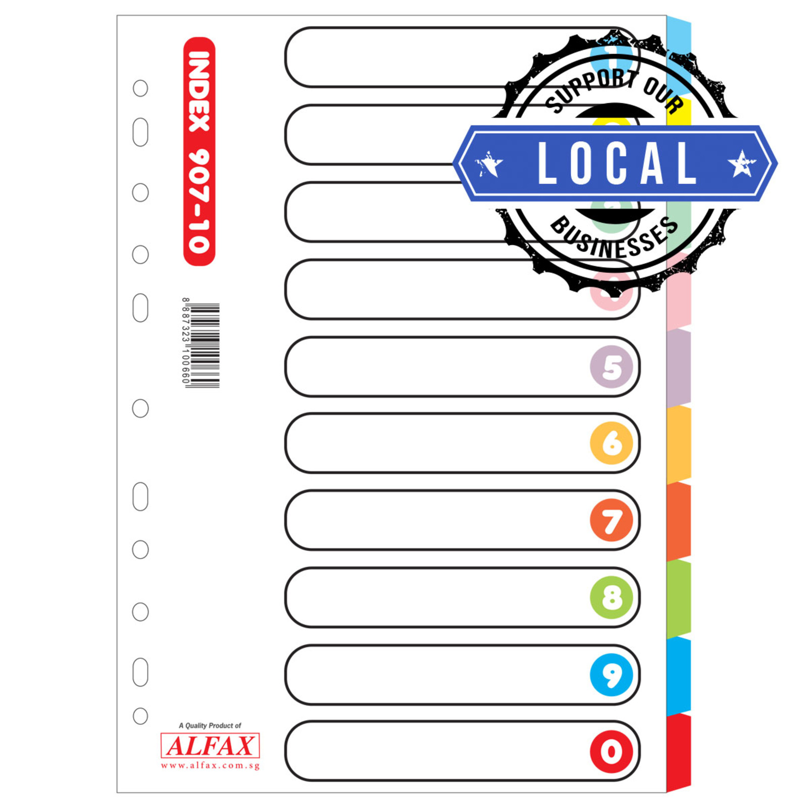 Alfax 907-10 Paper Divider 10Colours A4 | NTUC FairPrice