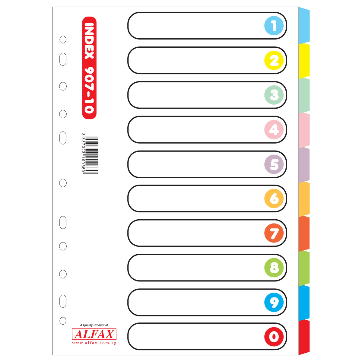 Alfax 907-10 Paper Divider A4 - 10 colour index | NTUC FairPrice