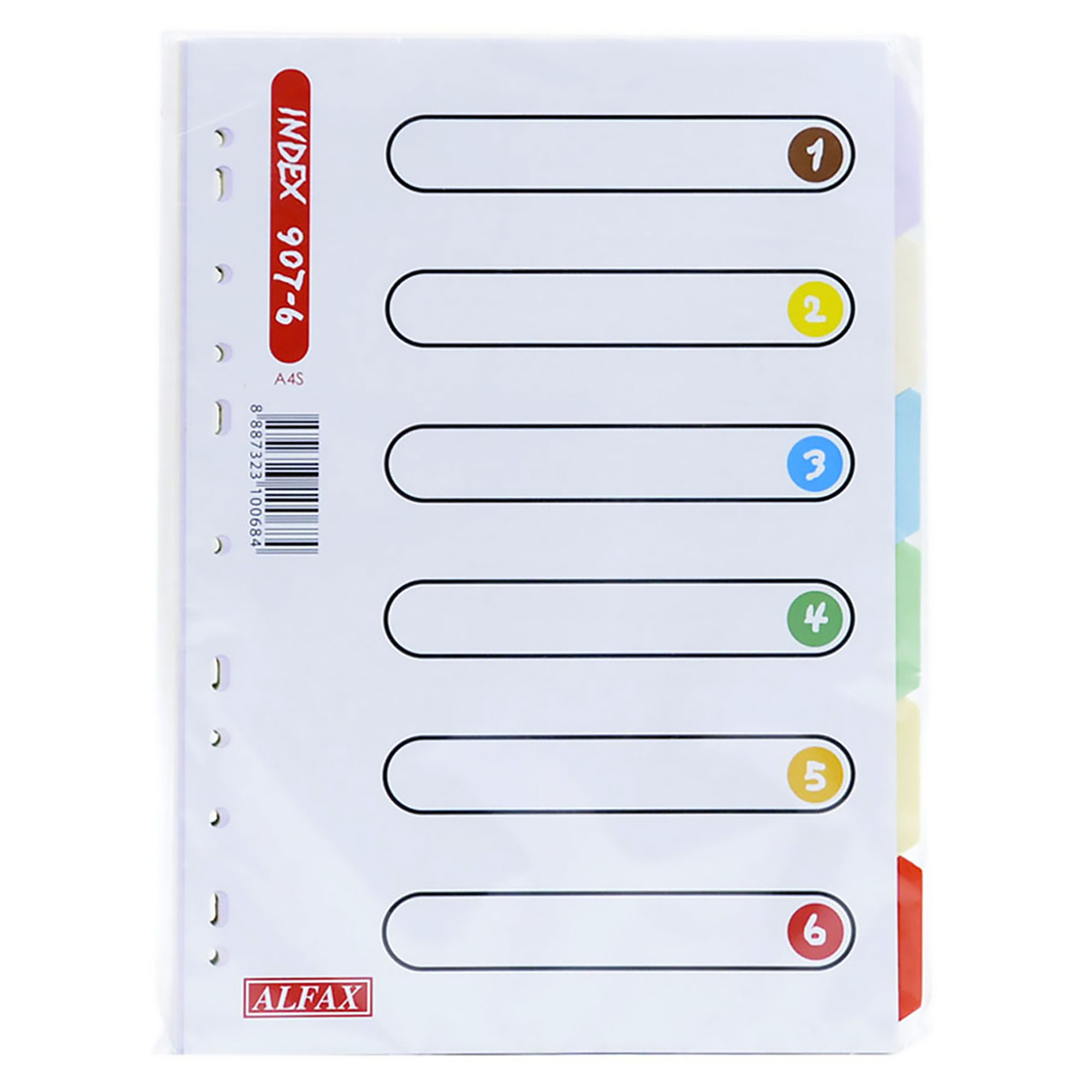 Alfax 907-6 Paper Divider A4 - 6 colour index | NTUC FairPrice