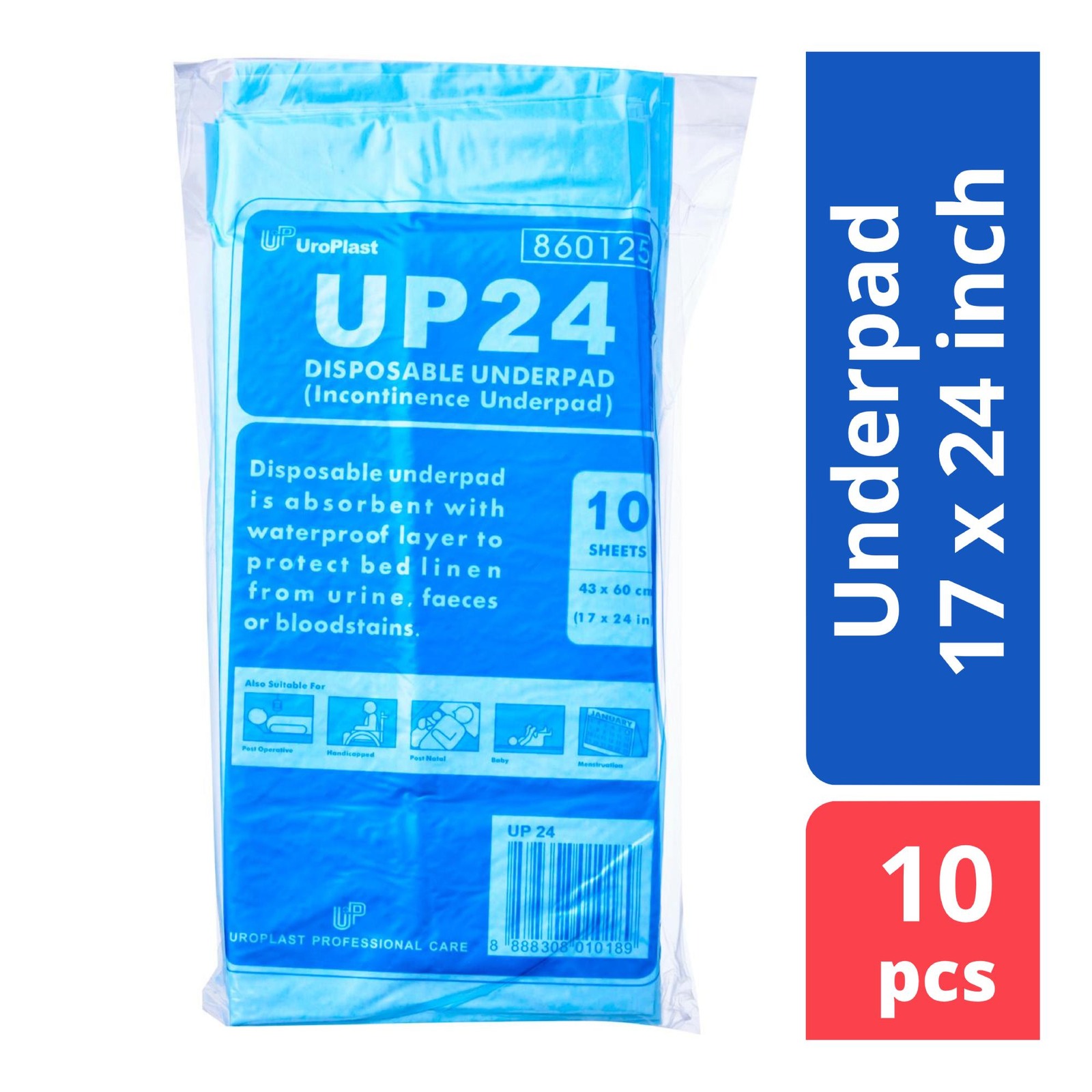 UROPLAST Disposable Underpad - Blue Sheet (17x24inch) | NTUC FairPrice