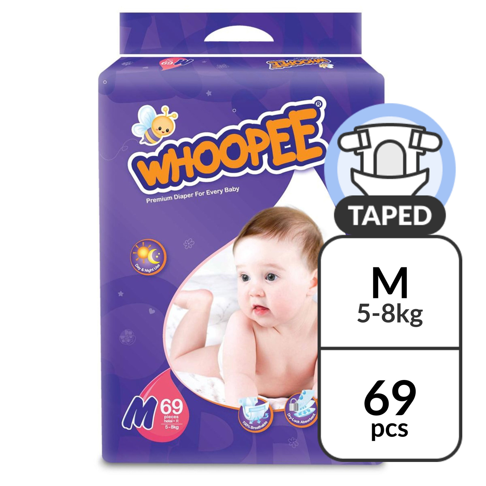 OJI Whoopee Mega Pack Tape Diapers M - (5-8kg) | NTUC FairPrice