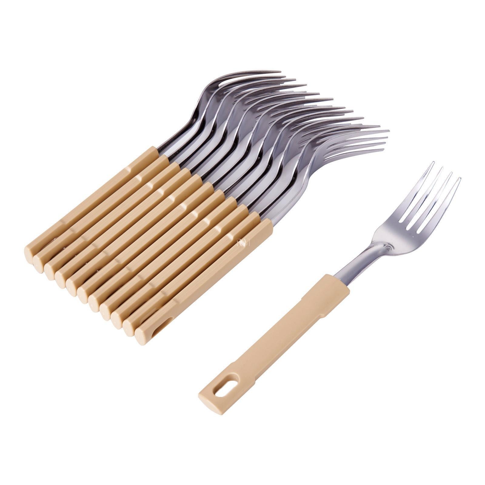 Poo Lee Stainless Steel Dessert Fork (Beige) 12Pcs | NTUC FairPrice