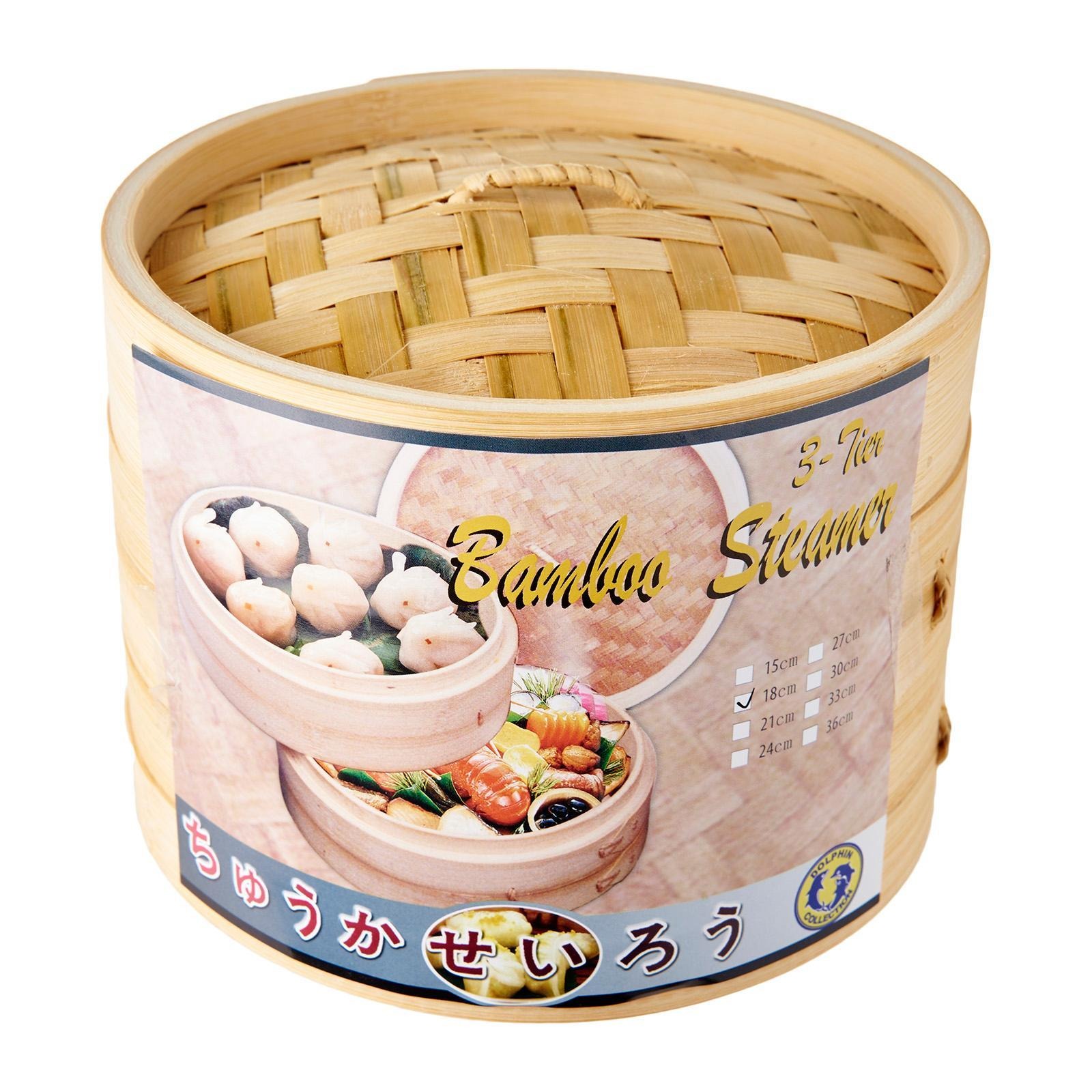 Dolphin Collection Bamboo Steamer 2-Tier With Cover 18cm | NTUC FairPrice