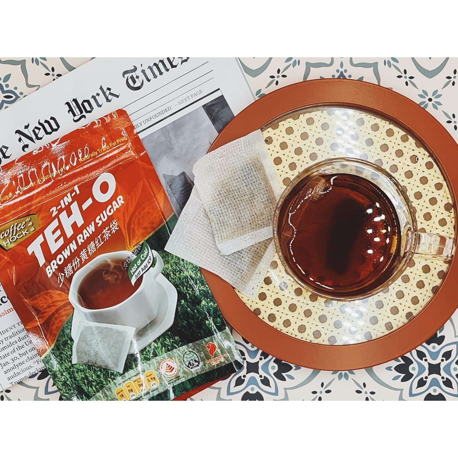 Coffeehock 2 In 1 Teh-O Bags Less Sugar W/ Raw Sugar [B6] | NTUC FairPrice