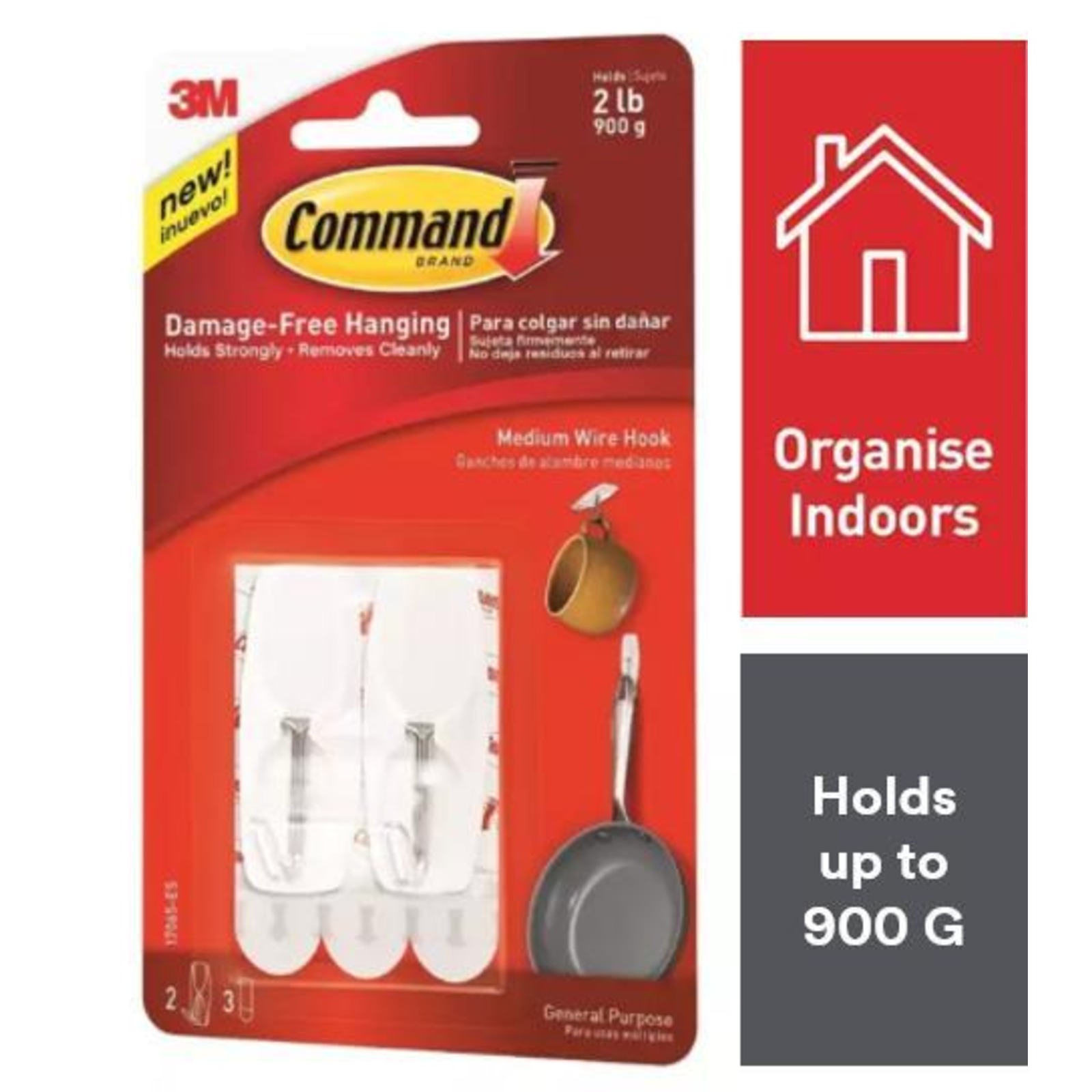 3M 17065-ES MED WIRE HOOK, 2/pack (Holds up to 900g) | NTUC FairPrice