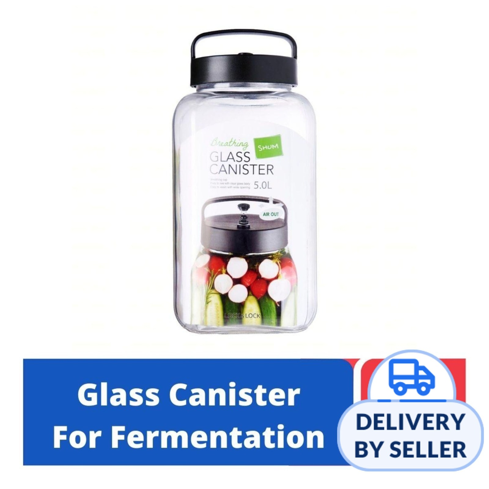 LOCK&LOCK Breathing Glass Canister with Handy 5.0L | NTUC FairPrice