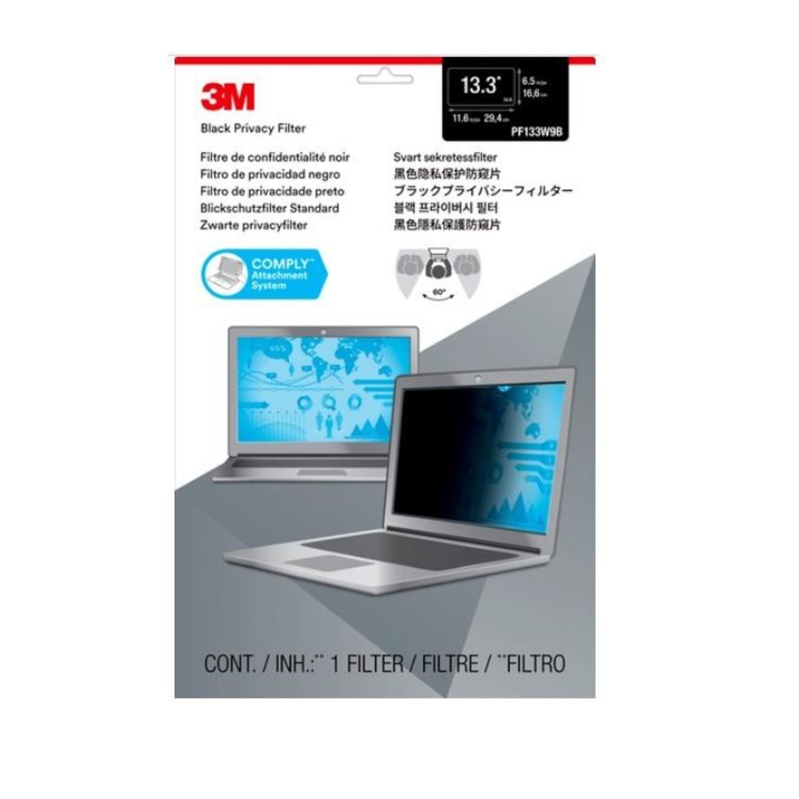 3M Black Privacy Filter for 13.3 in Laptop with COMPLY | NTUC FairPrice