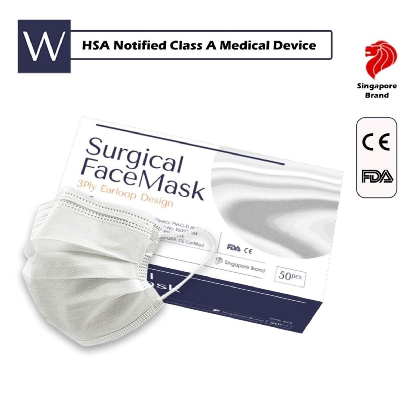 Wistech Surgical Face Mask(White) 50s BFE 95% | NTUC FairPrice