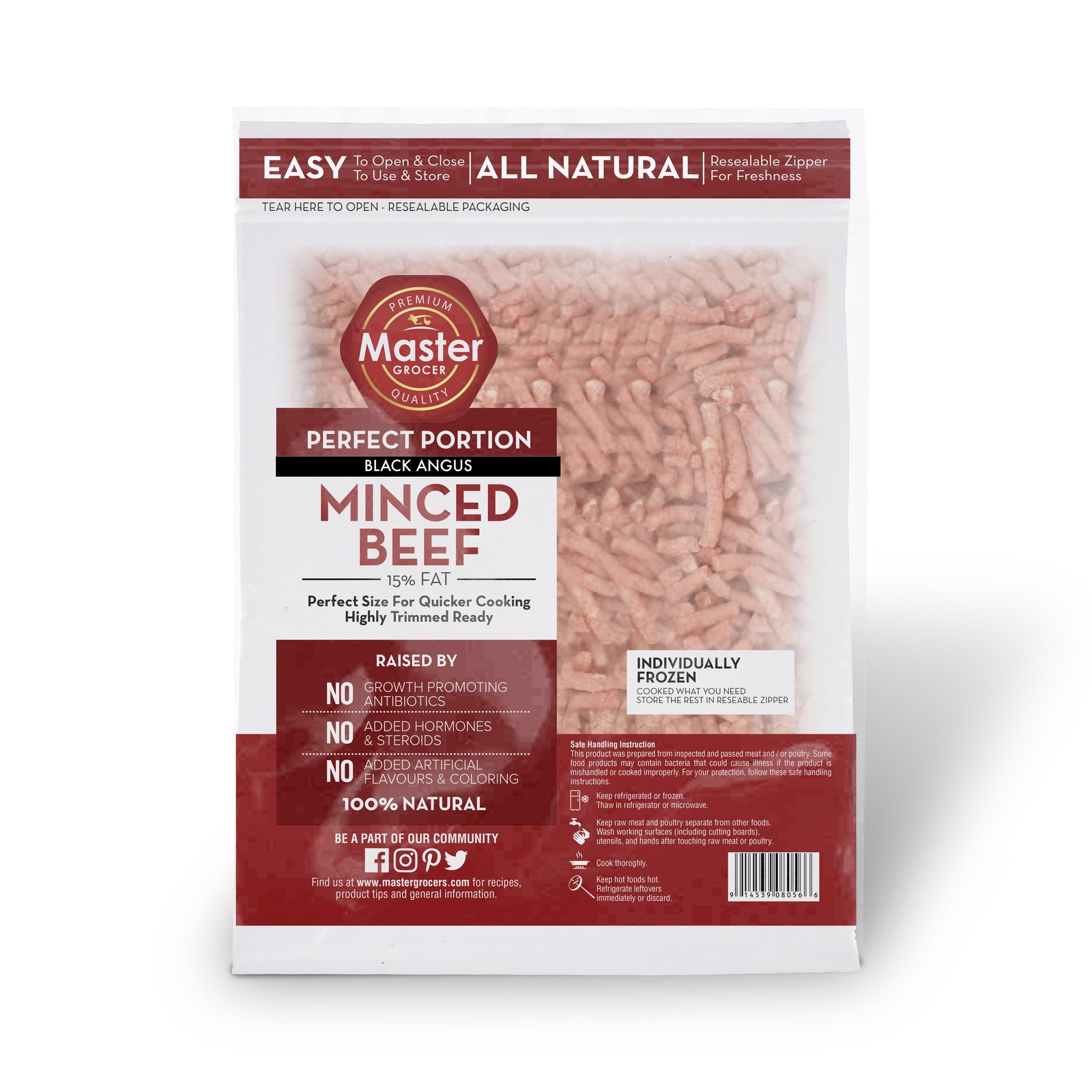 Master Grocer Black Angus Lean Minced Beef IQF 500G Frozen | NTUC FairPrice