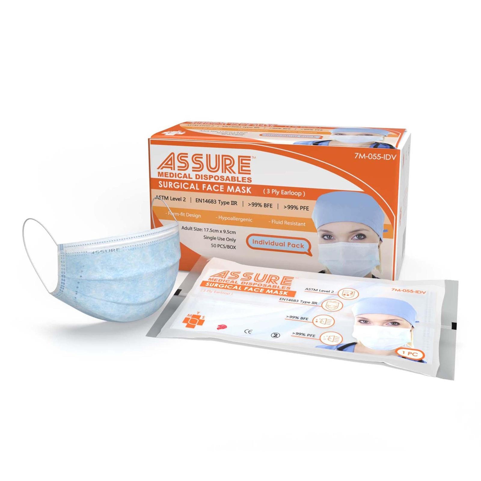 Assure Surgical Face Mask, 3-Ply Earloop, Individual Pack | NTUC FairPrice