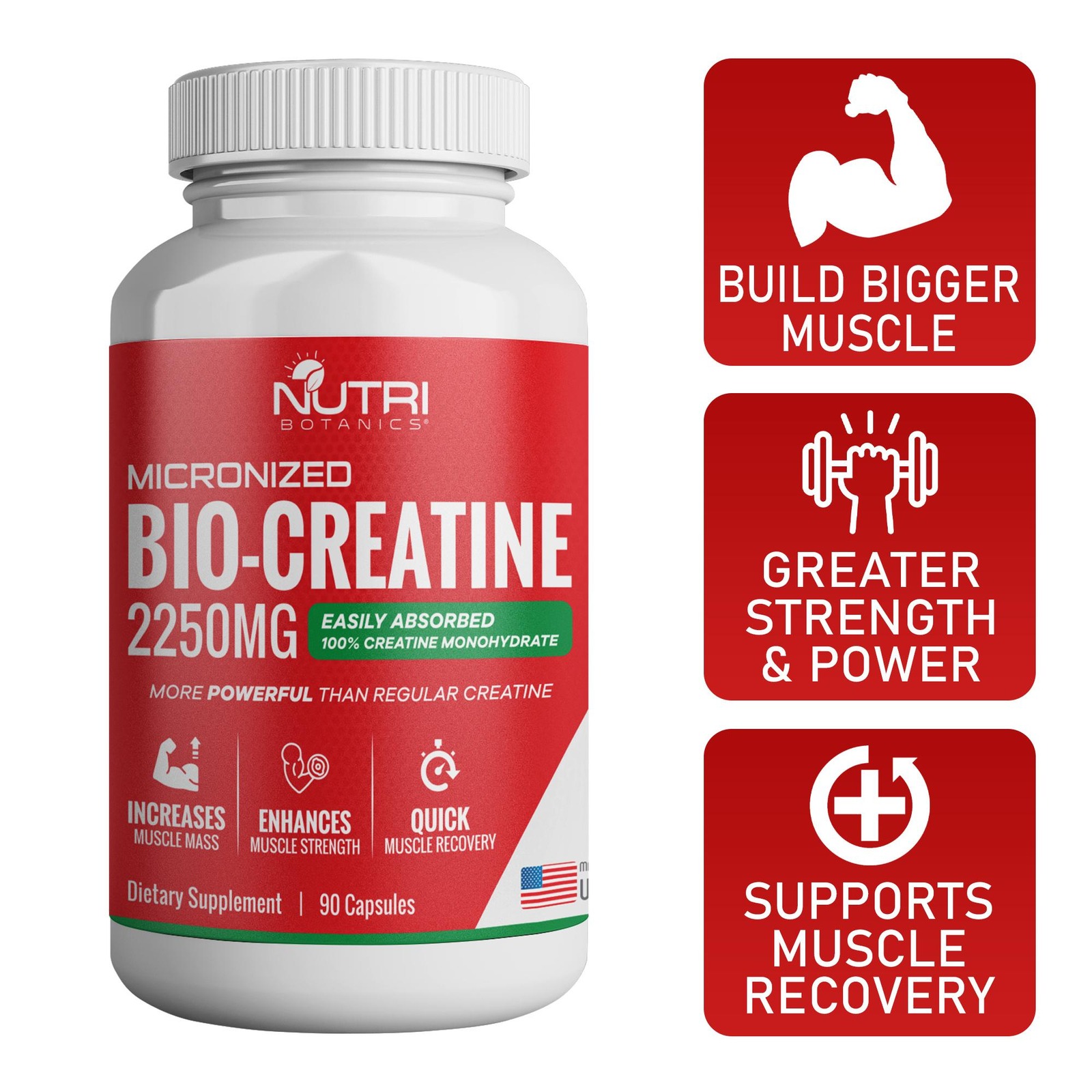 Nutri Botanics Bio Creatine Monohydrate 2250mg Build Muscle | NTUC ...