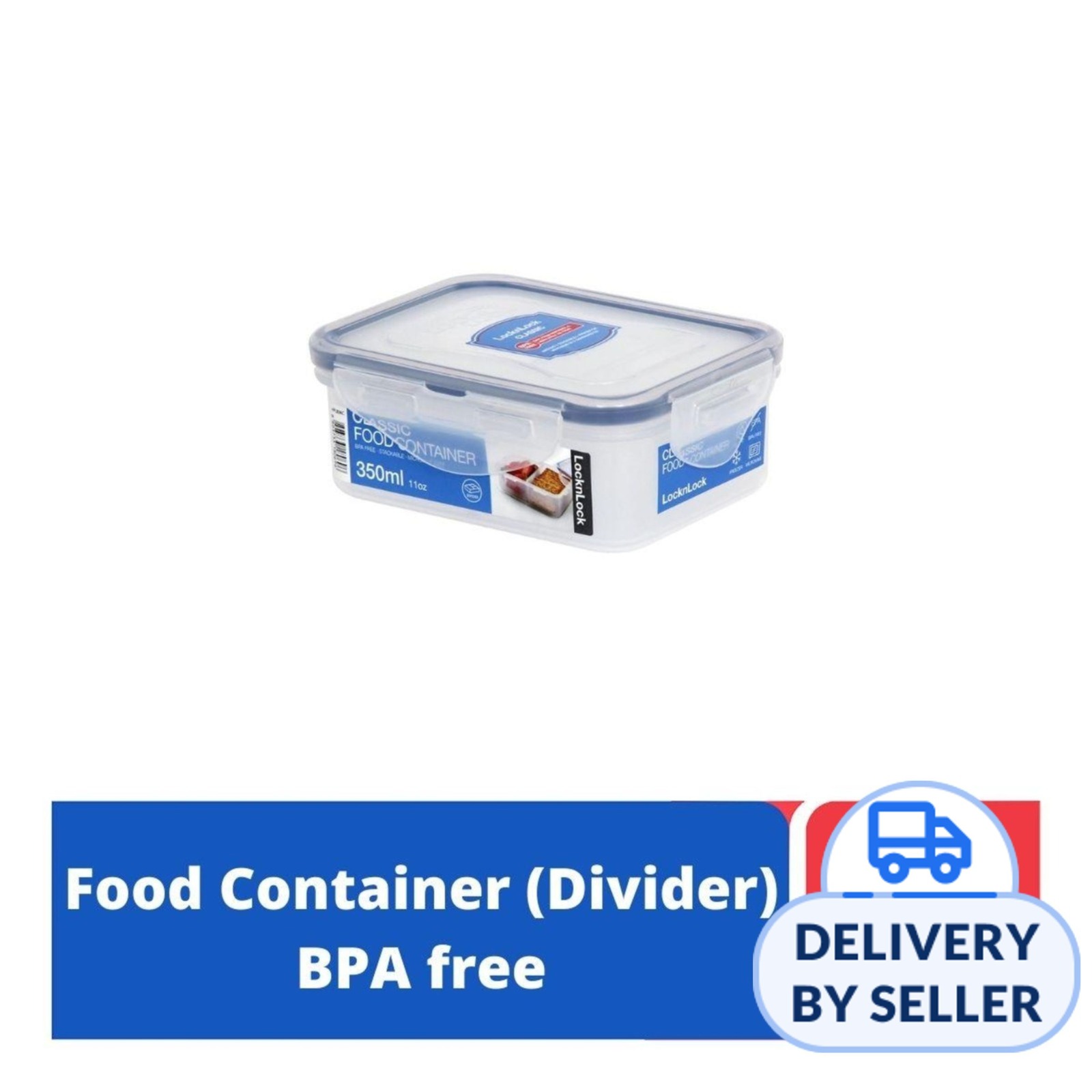 LOCK&LOCK Classic Food Container with Divider Rect 350ml | NTUC FairPrice