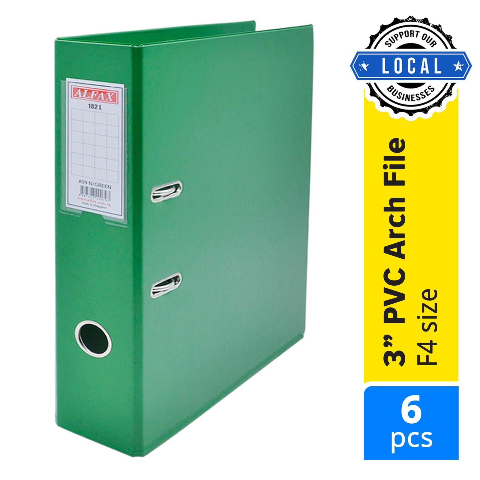 Alfax 182L Pvc Arch File 3inches F4 Green #28 | NTUC FairPrice