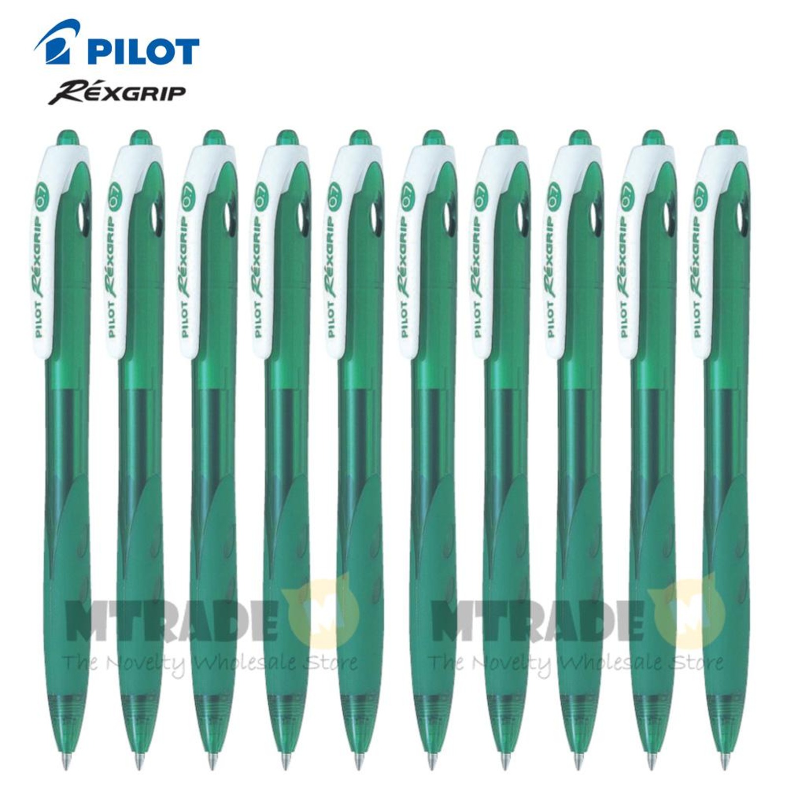 Pilot Rexgrip Ballpoint Pen 0.7mm (Green Body Black Ink) | NTUC FairPrice