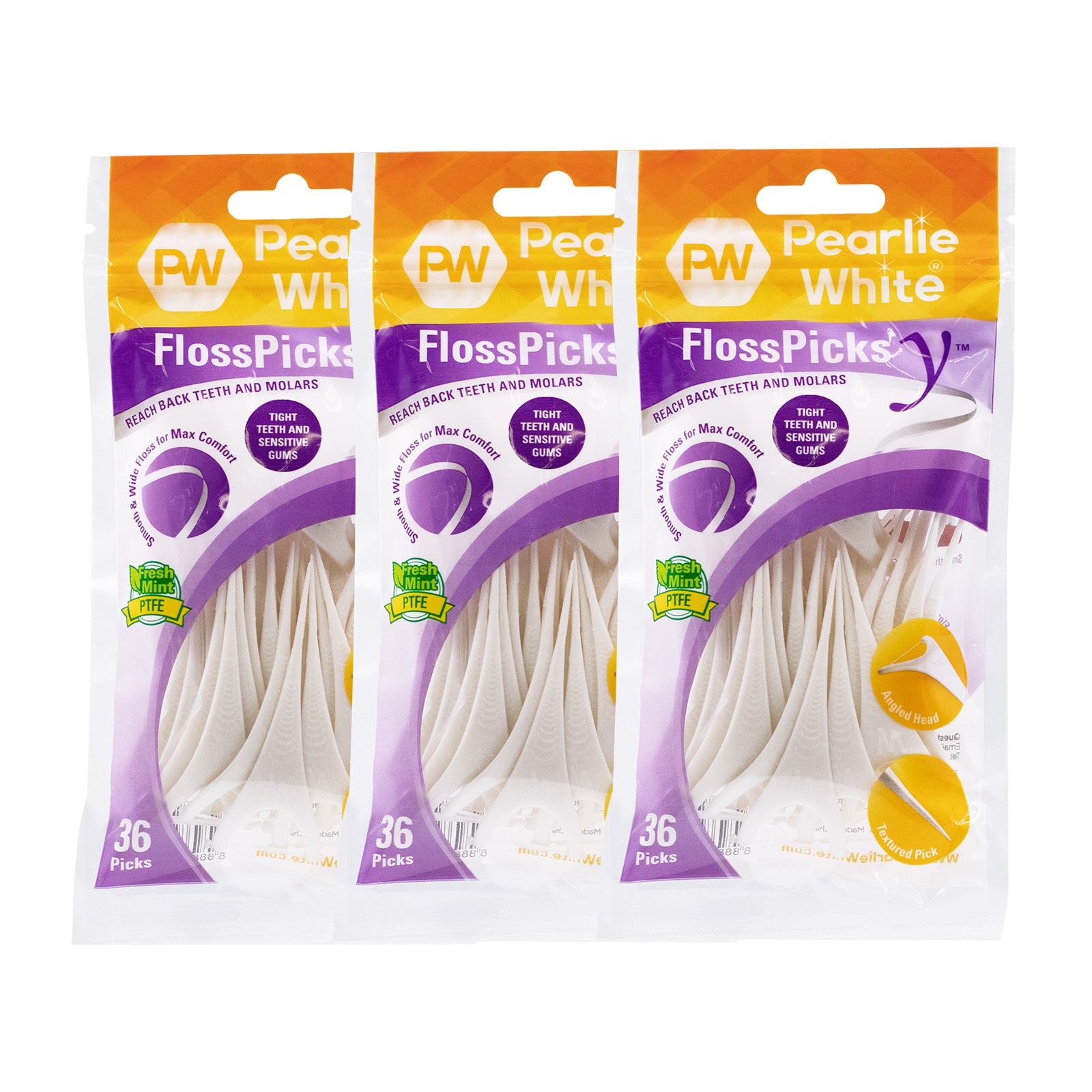 Pearlie White Flosspick Y 2-In-1 PTFE Mint Flosser Back Teeth | NTUC ...