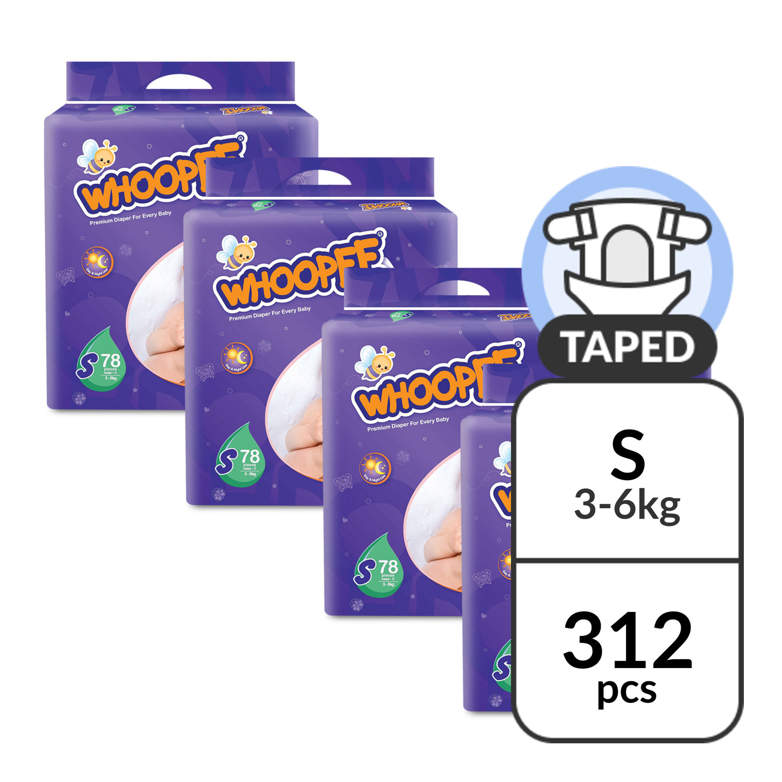 Oji Whoopee Tape Diapers S Carton of 4 packs | NTUC FairPrice