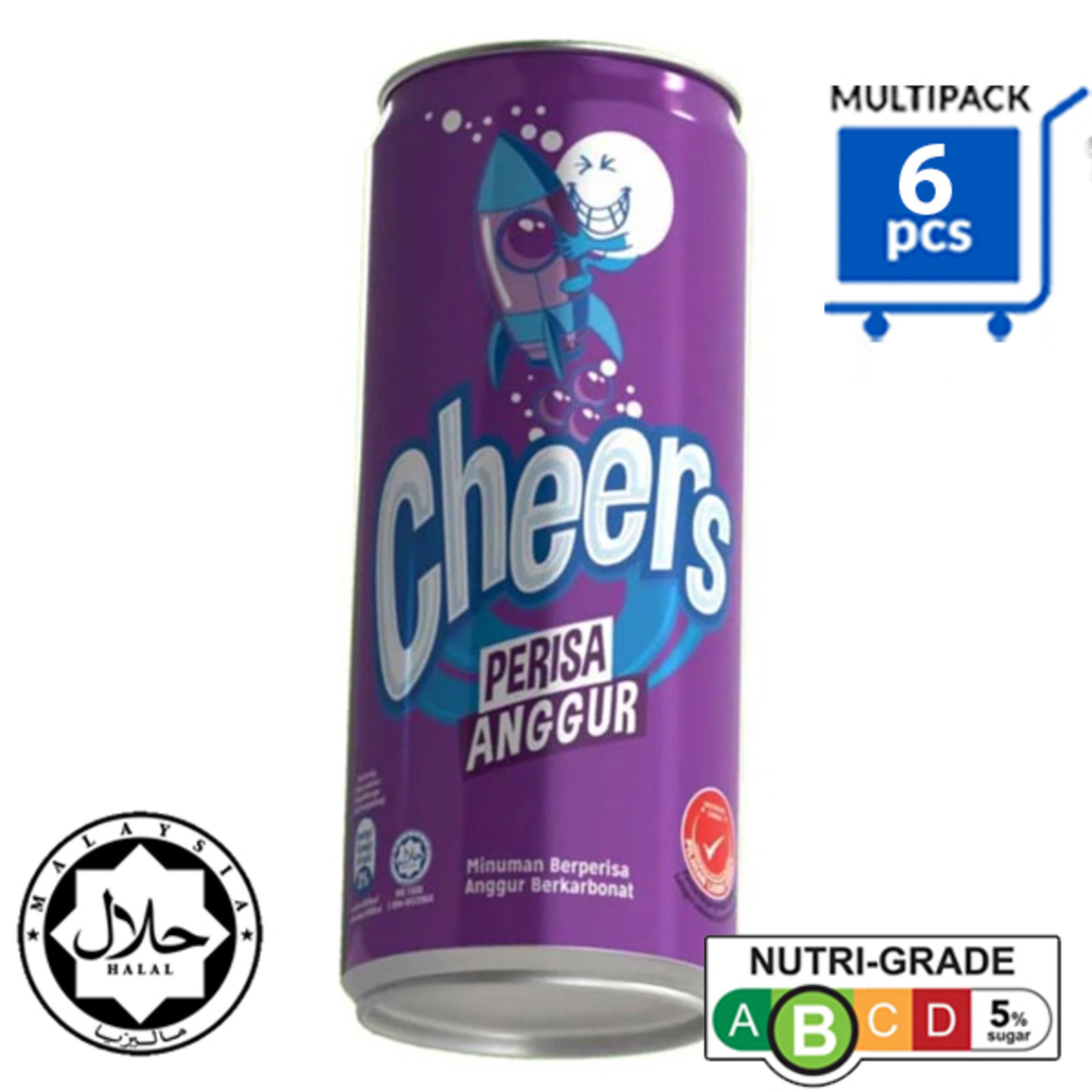Cheers Can Drink - Grape Flavour & Bubbles (325ml x 6) | NTUC FairPrice