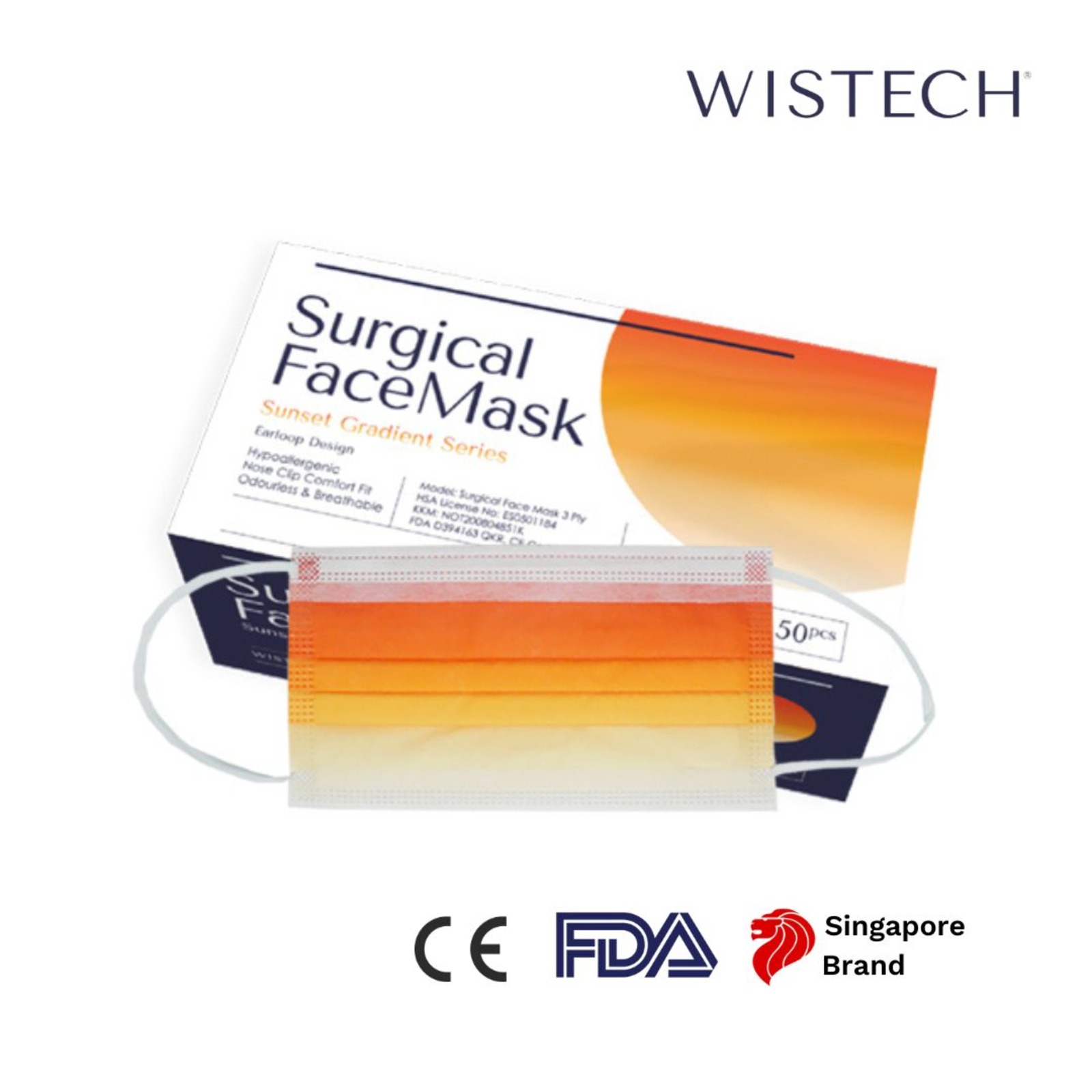 Wistech Adult Sunset Gradient 3-Ply Surgical Face Mask | NTUC FairPrice