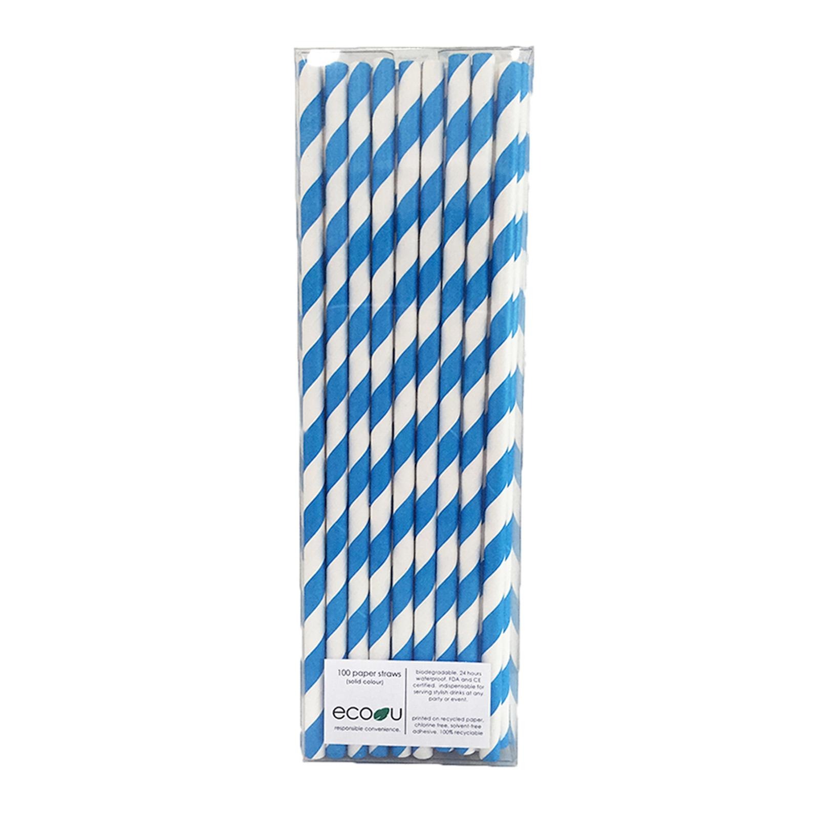 eco u Premium Paper Straws Blue Stripes Bio Partyware | NTUC FairPrice