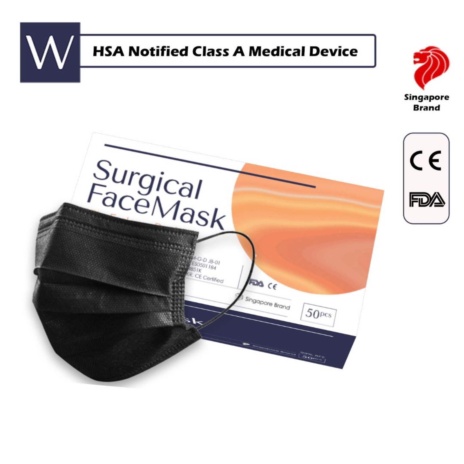 Wistech Adult Black Surgical Face Mask | NTUC FairPrice