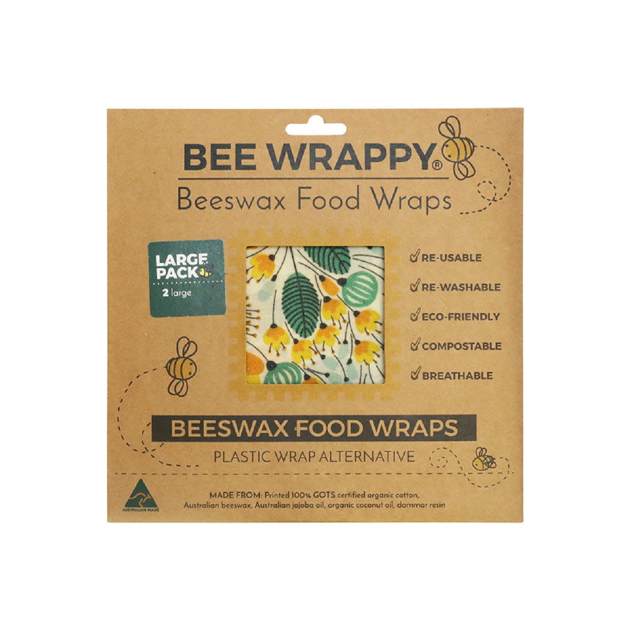 Bee Wrappy Beeswax Food Wraps Reusable Food Wrap Large | NTUC FairPrice