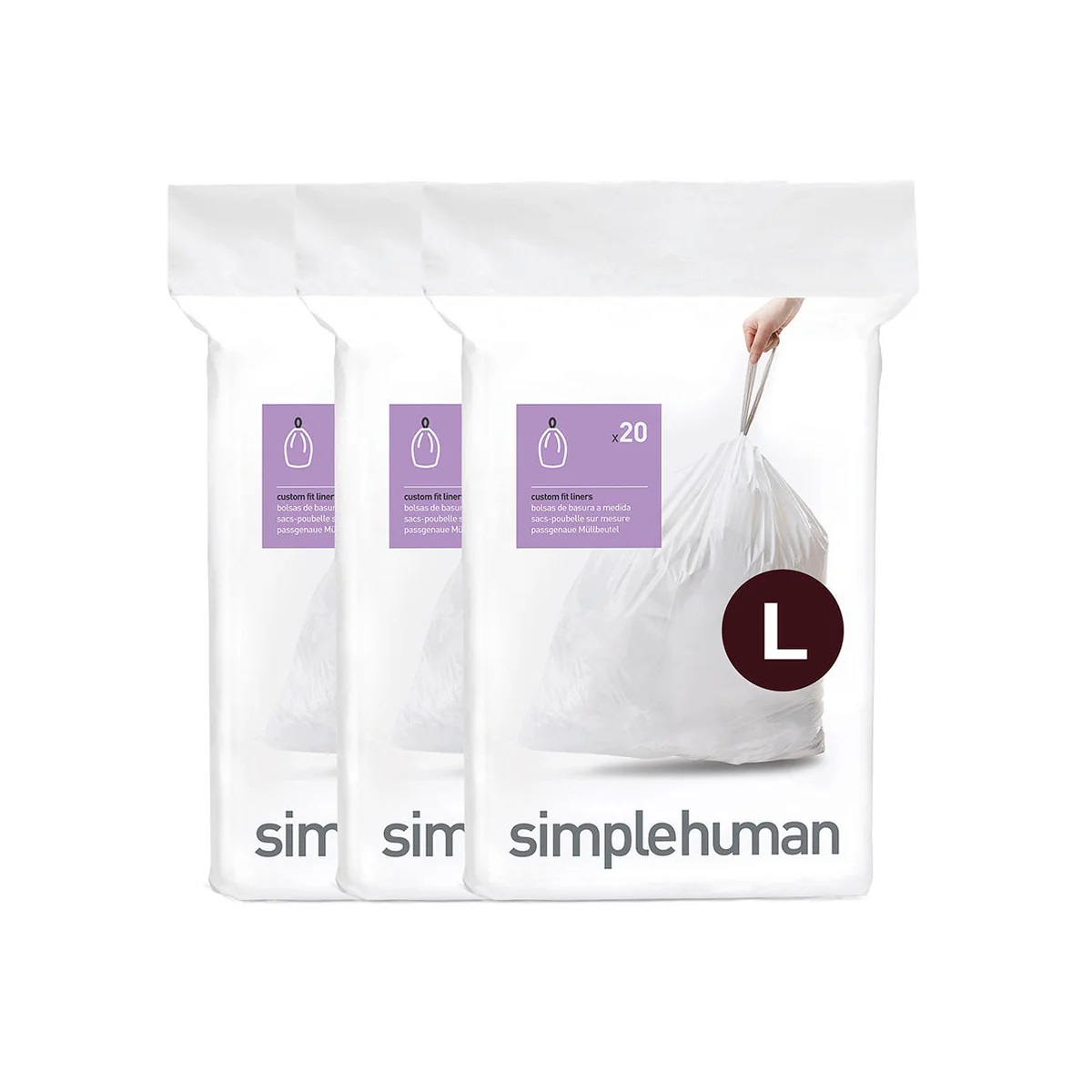 simplehuman Code L Custom Fit 18L Bin Liners (60 Liners) | NTUC FairPrice