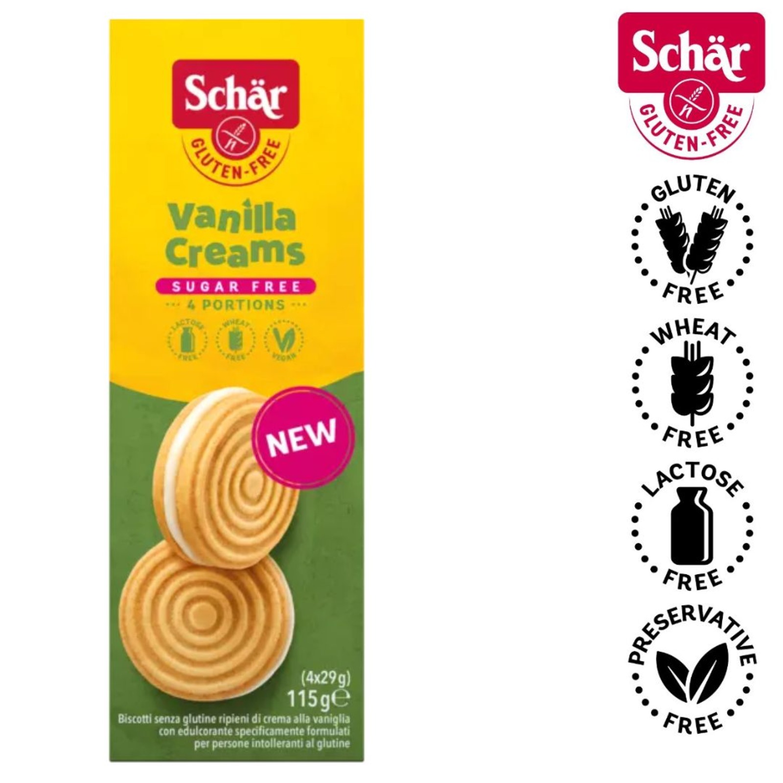 Schar Vanilla Creams Cookies Sugar free, Gluten Free | NTUC FairPrice