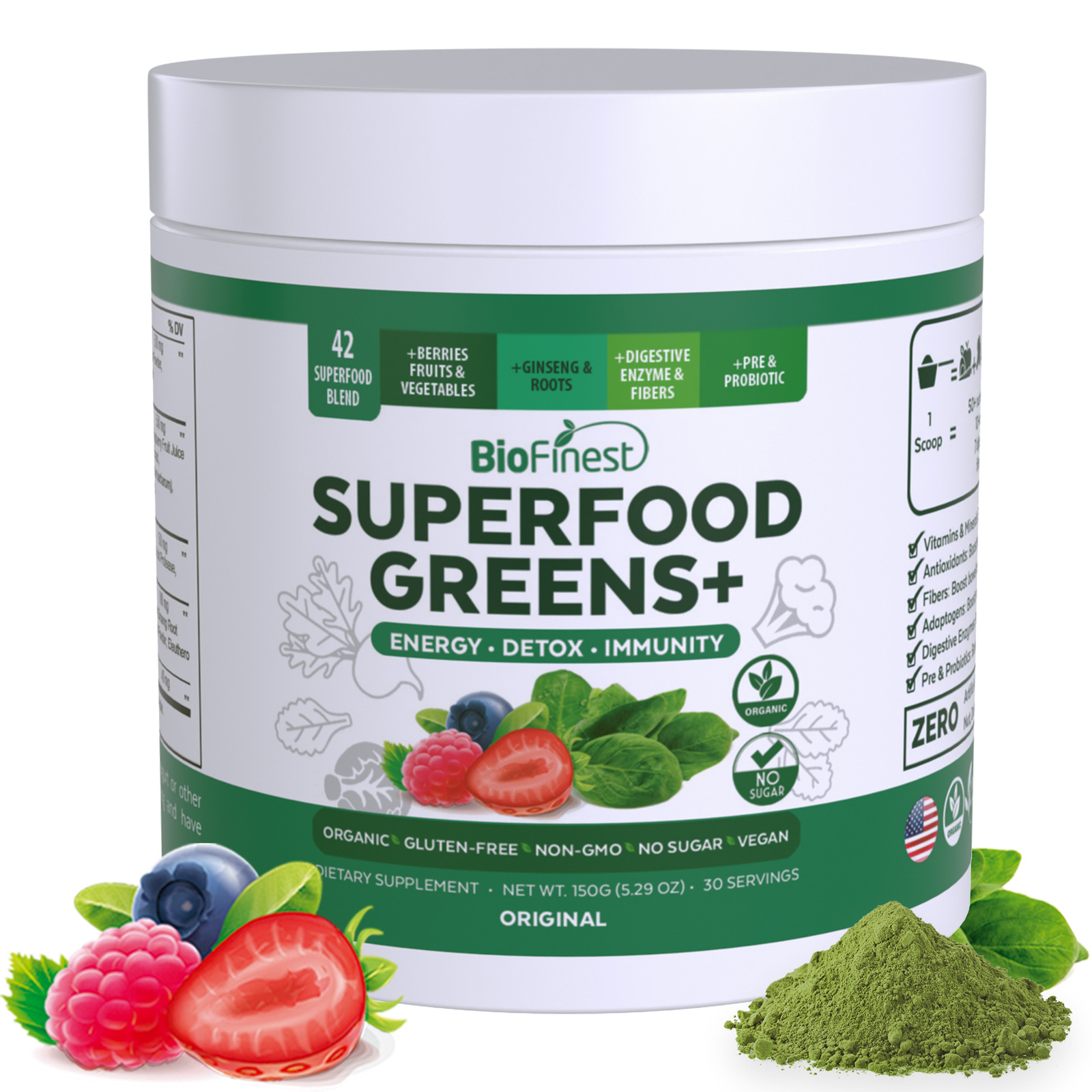 Biofinest Superfood Greens+ Probiotics Enzymes Powder Drink | NTUC ...