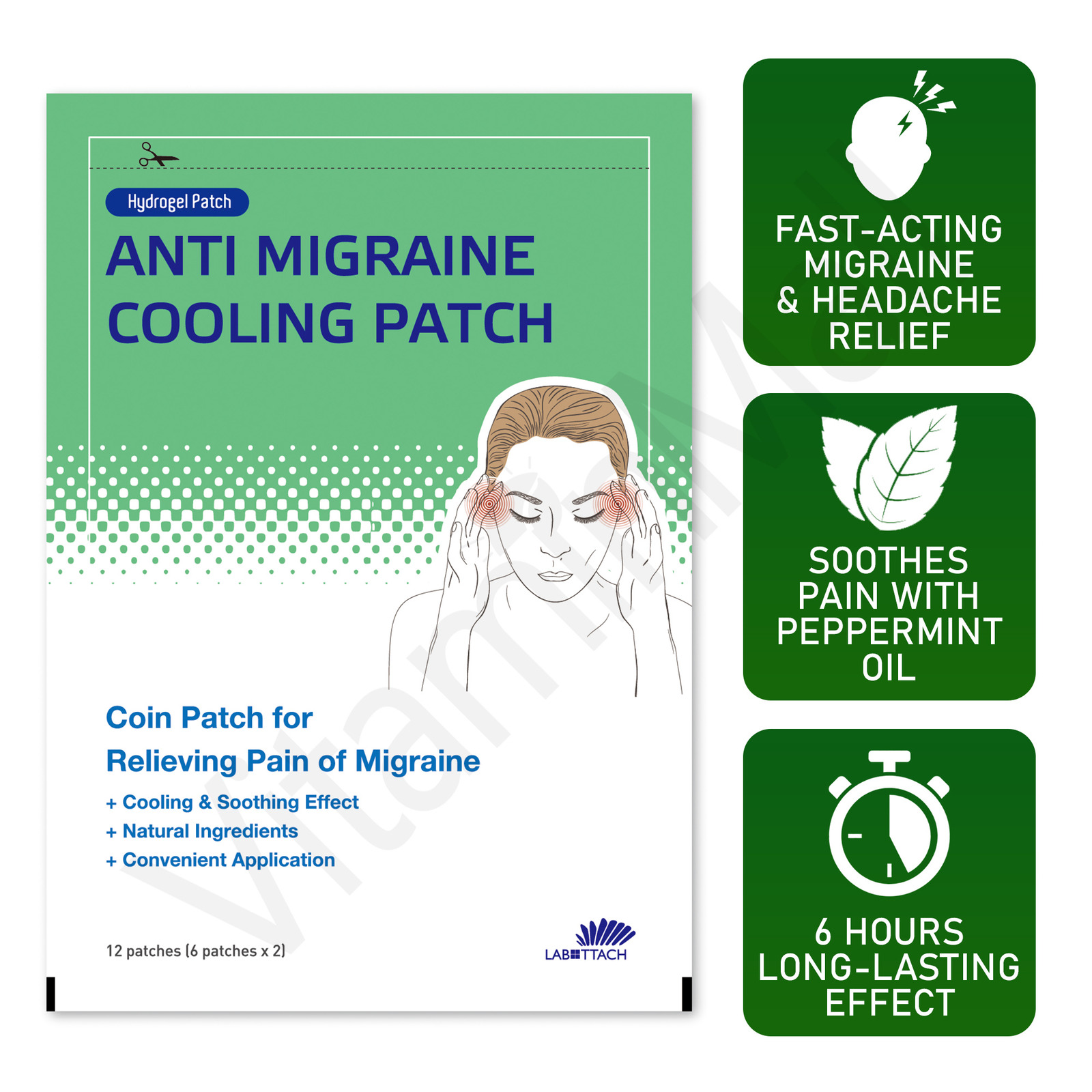 Labottach Anti Migraine Hydrogel Cooling Patch Headache Relie | NTUC ...