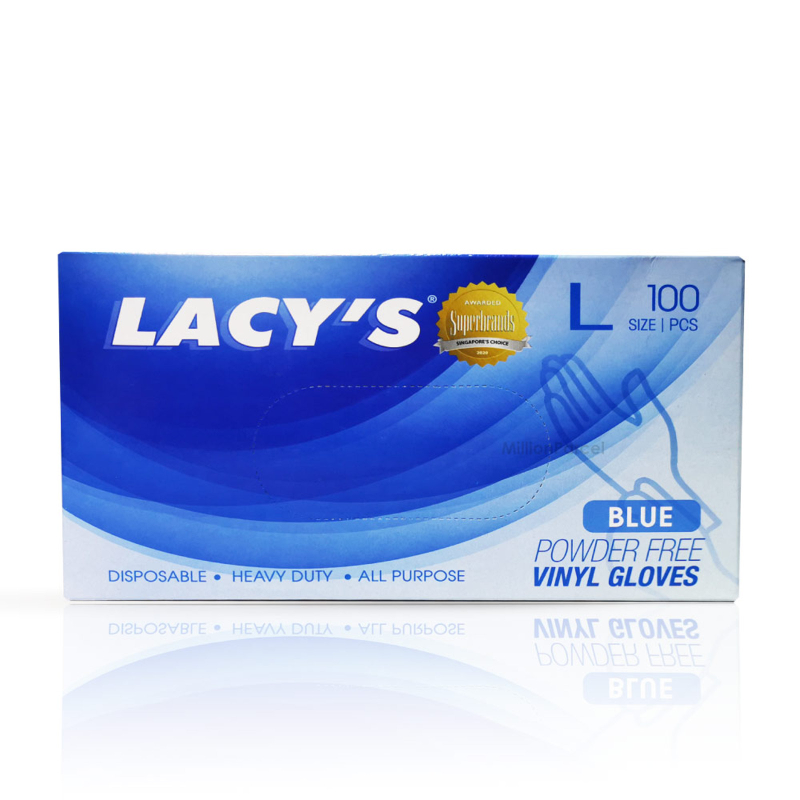 Lacys Blue Vinyl Gloves Powder Free - L Size | NTUC FairPrice