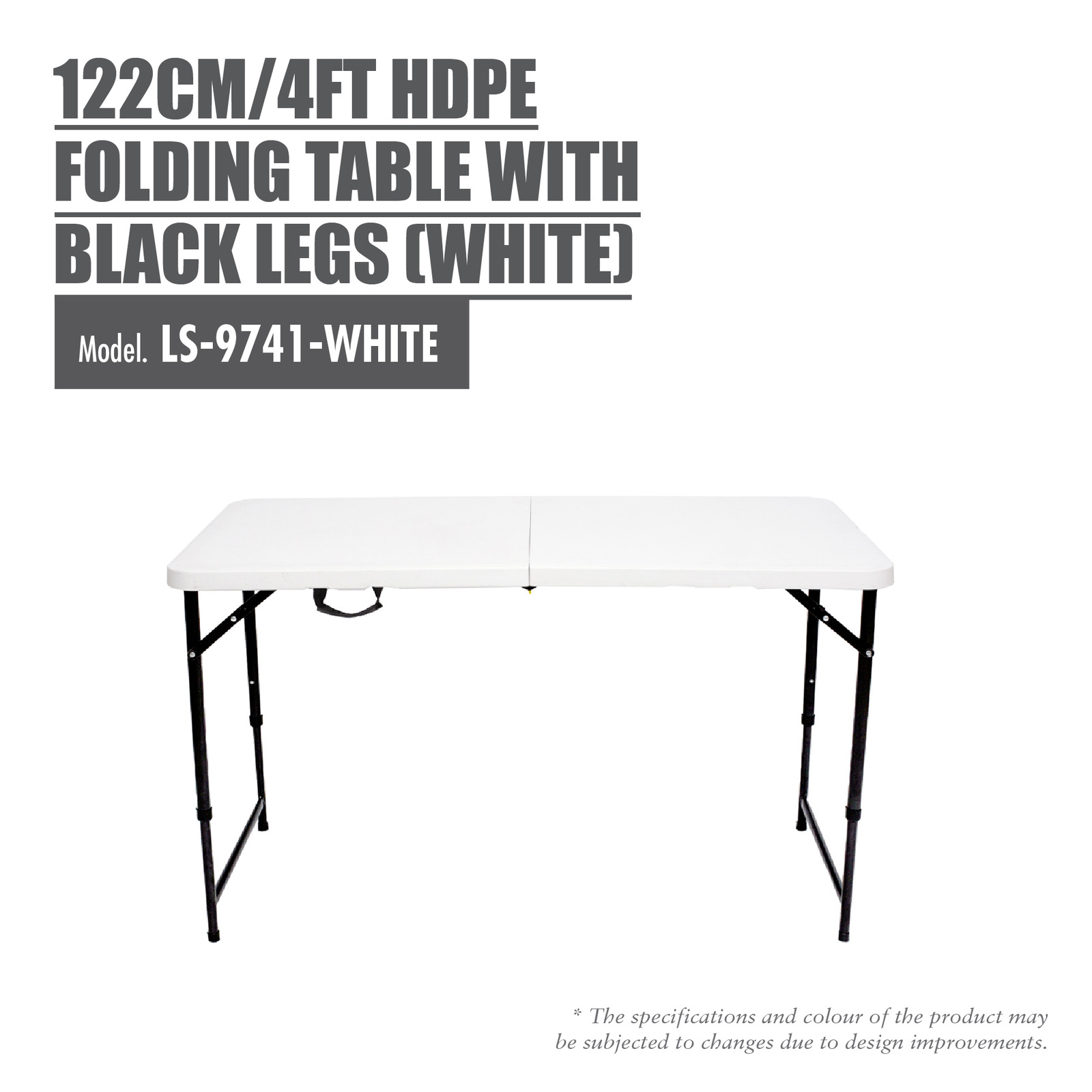 HOUZE 180cm/6ft HDPE Folding Table with Black Legs (White) | NTUC FairPrice
