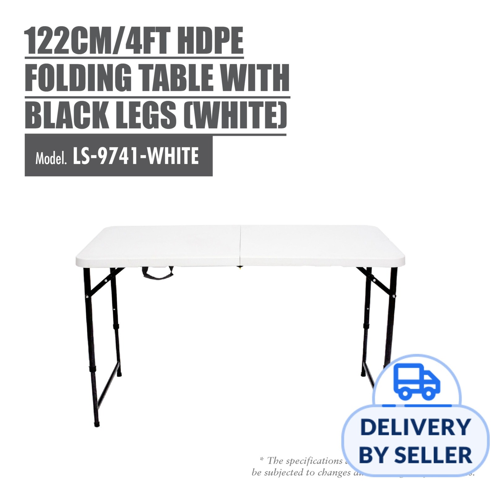 HOUZE 180cm/6ft HDPE Folding Table with Black Legs (White) | NTUC FairPrice