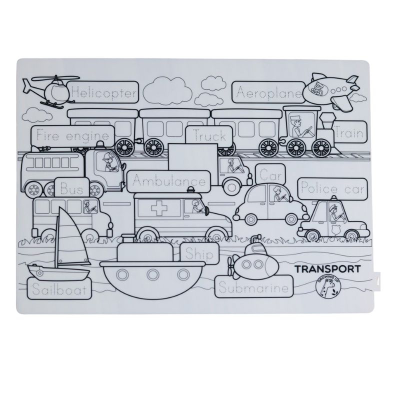 Growing Up Academy Transport, Colouring Big Mat 40x30cm | NTUC FairPrice