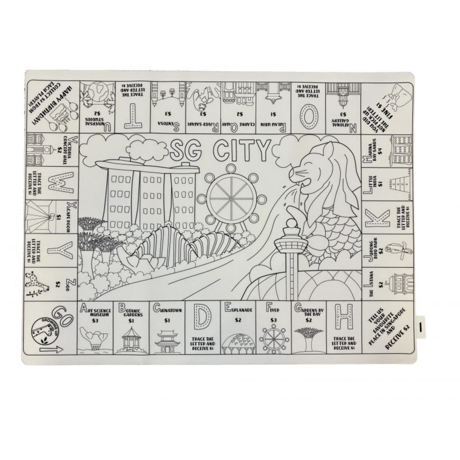 Growing Up Academy SG City Monopoly, Colouring Mat 40x30cm | NTUC FairPrice