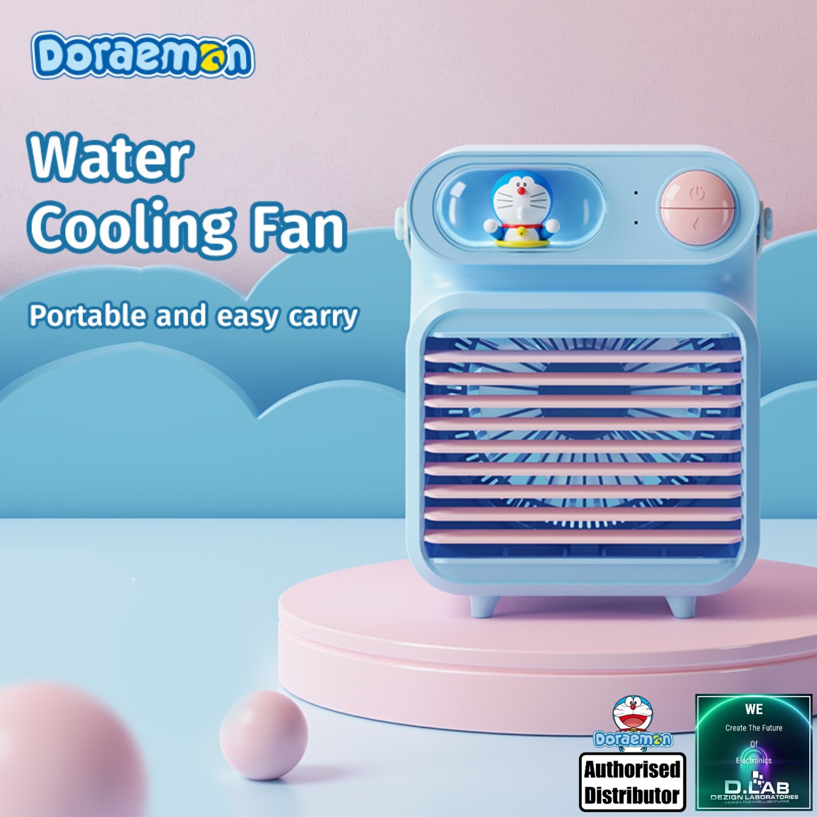 D.LAB Doraemon Water Cooling Fan (Blue) | NTUC FairPrice