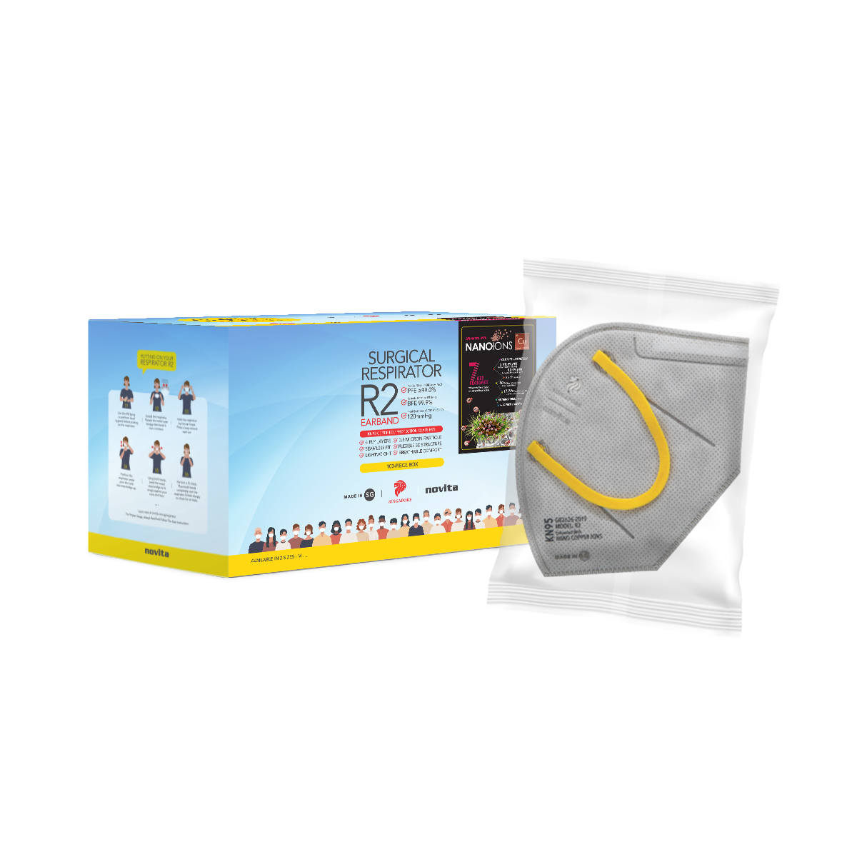novita Nano Copper Ions Surgical Respirator R2 KN95 - Size M | NTUC ...