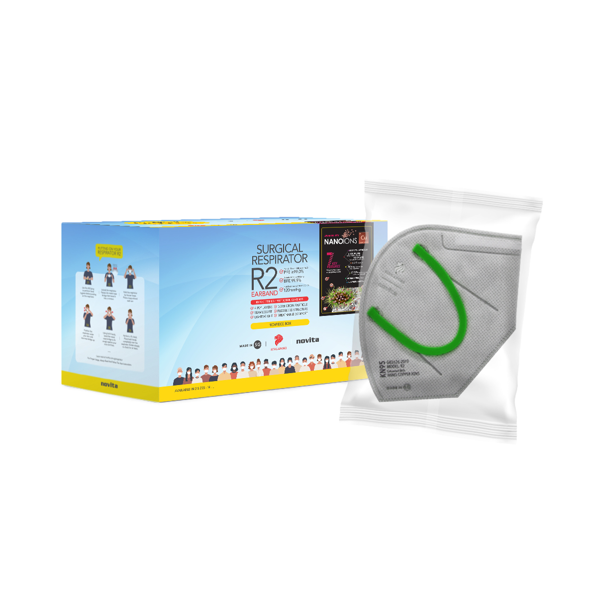 novita Nano Copper Ions Surgical Respirator R2 KN95 - Size L | NTUC ...