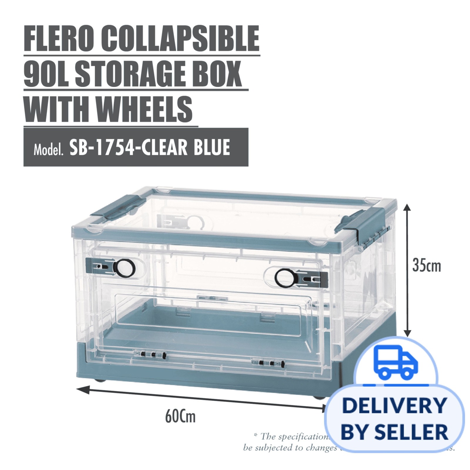 HOUZE FLERO Collapsible 90L Storage Box (Clear & Blue) | NTUC FairPrice