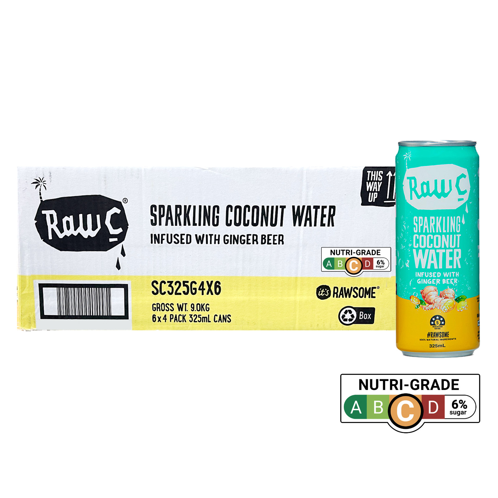 Raw C Sparkling Coconut Water - Ginger Beer | NTUC FairPrice