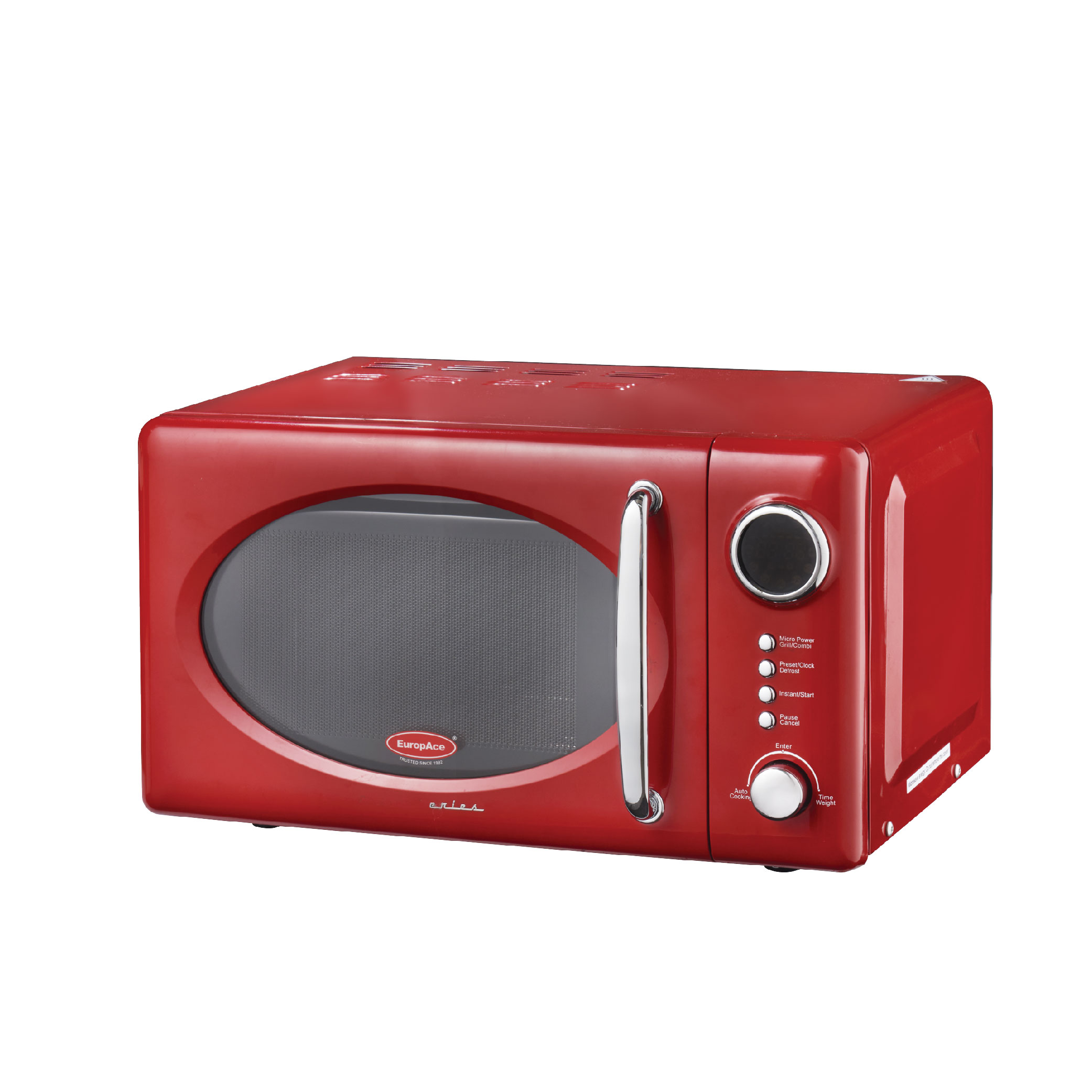 EuropAce 20L Digital Retro Microwave & Grill Cherry Red | NTUC FairPrice