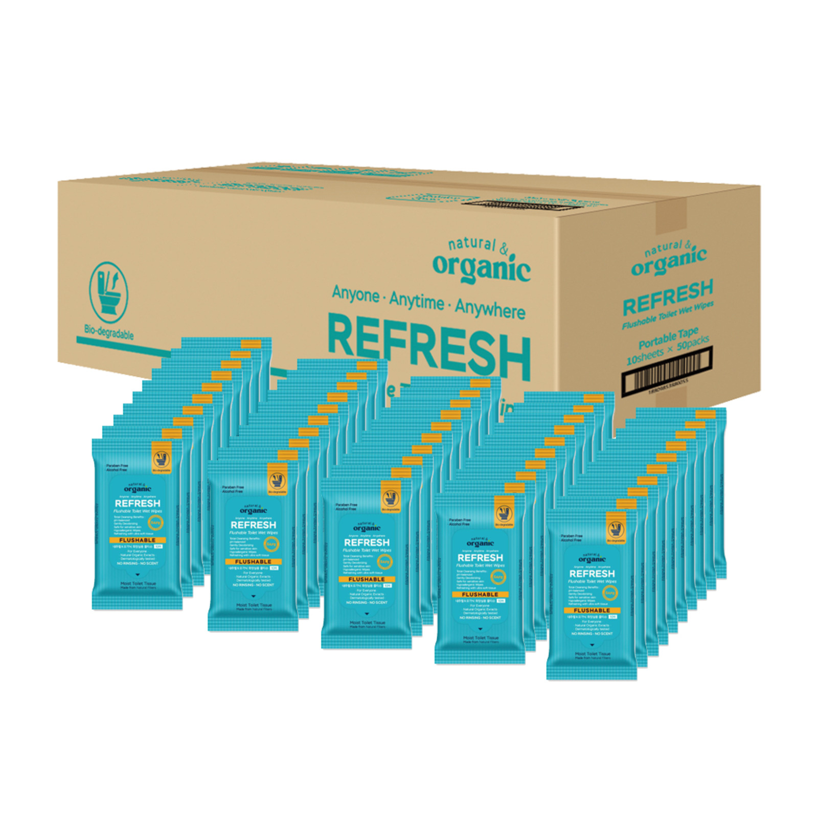 natural & organic Portable Refresh Flushable Wipes 50 packs | NTUC ...