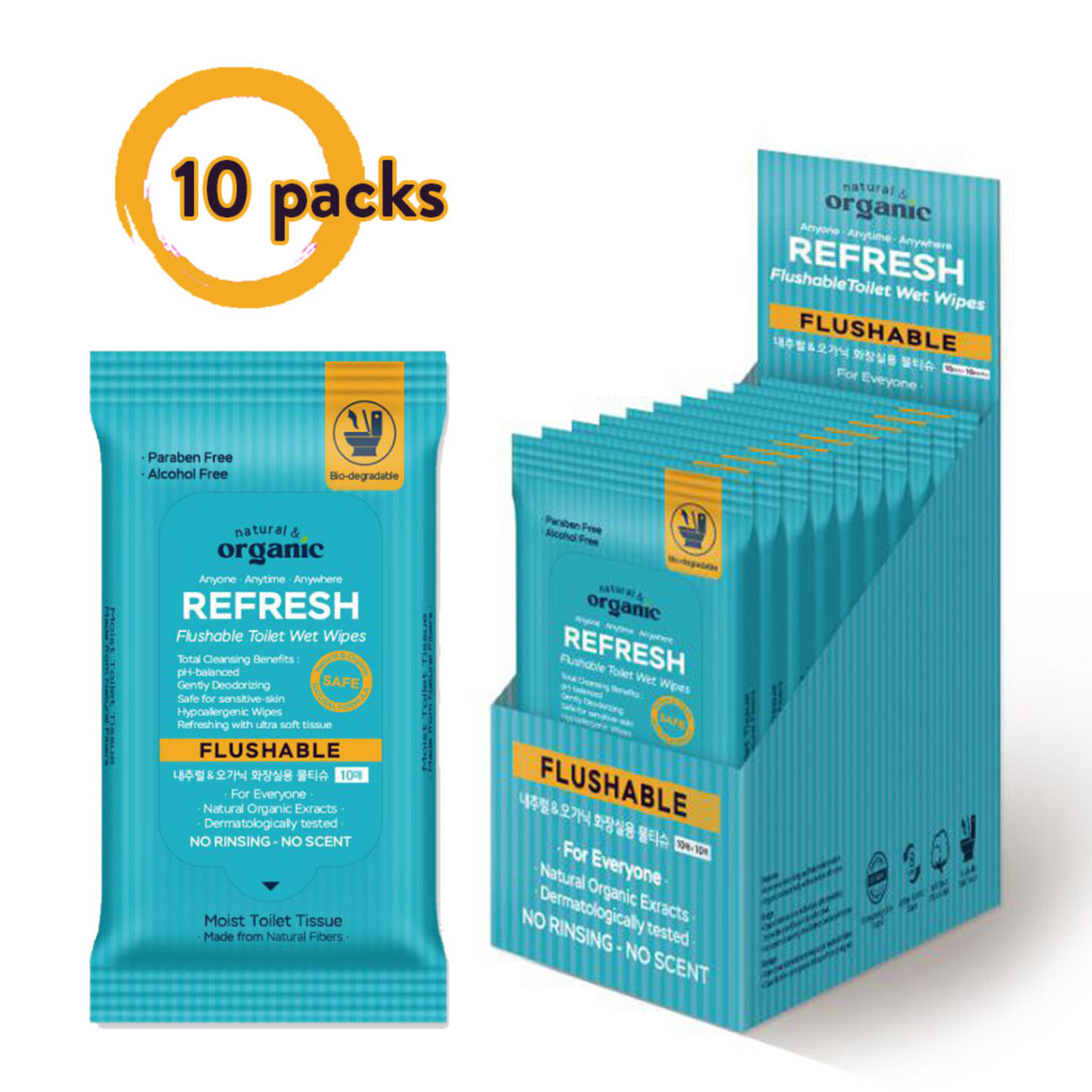 natural & organic Portable Refresh Flushable Wipes 10 packs | NTUC ...