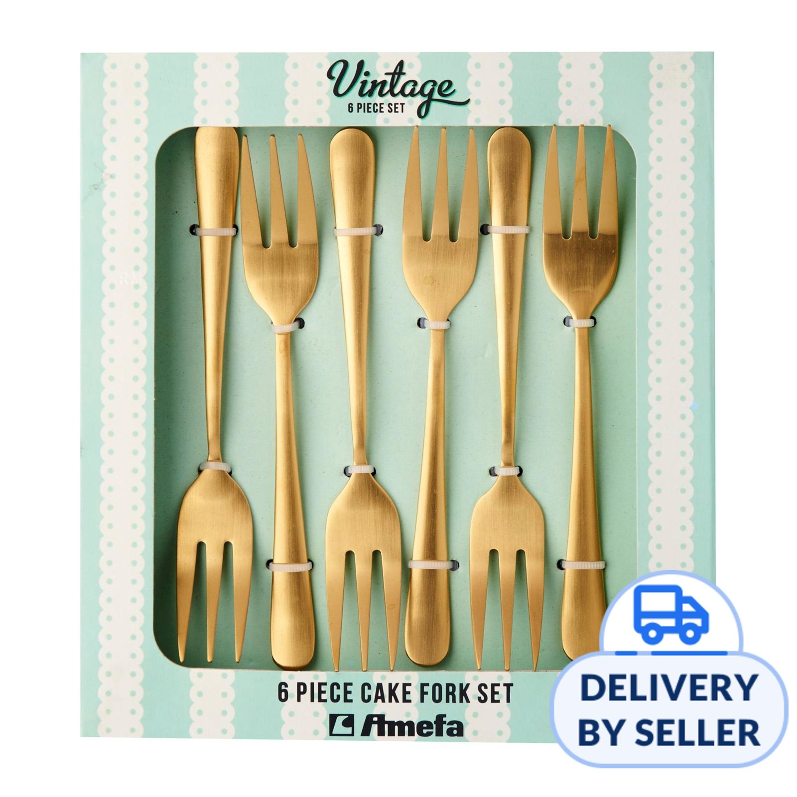 Amefa Cake Fork Set 6's Vintage Gold Finish | NTUC FairPrice