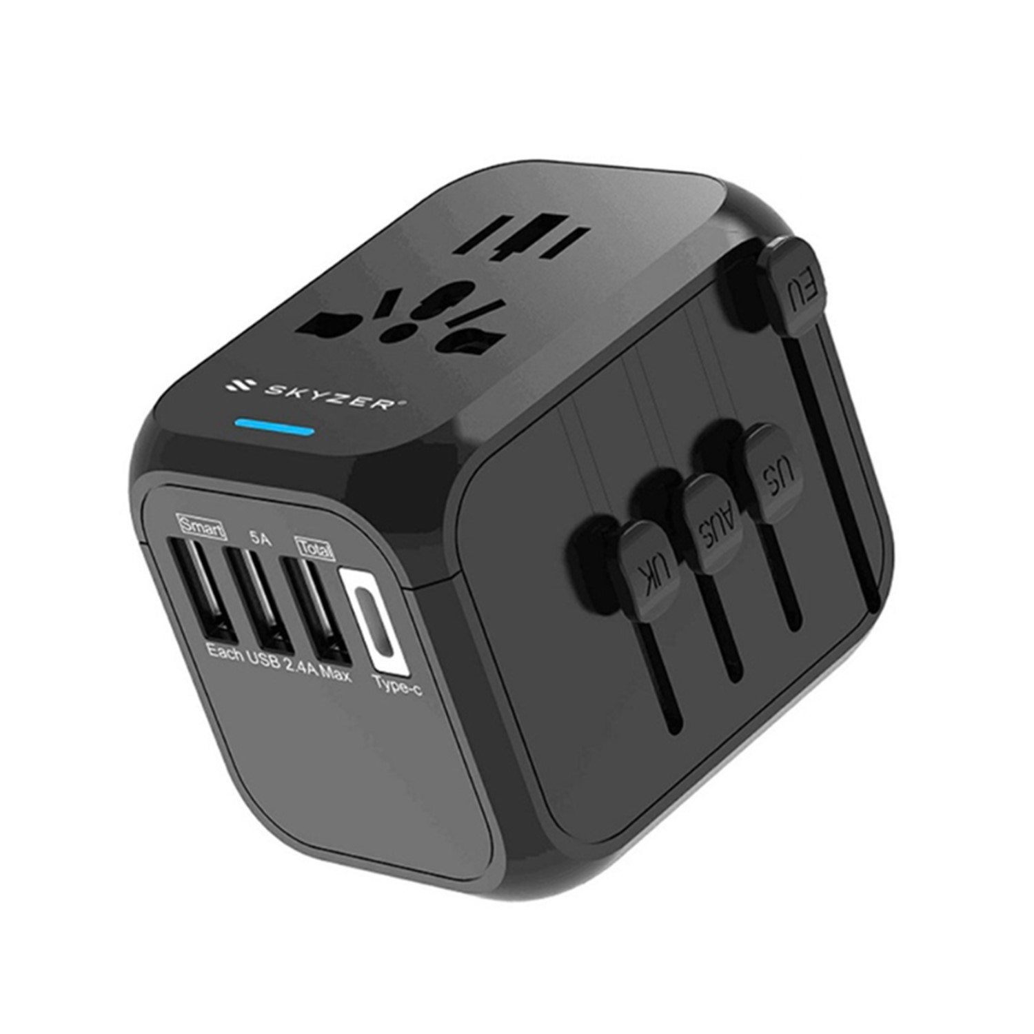 Skyzer PD156 Travel Adapter 3USB-A 1USB-C - Black | NTUC FairPrice