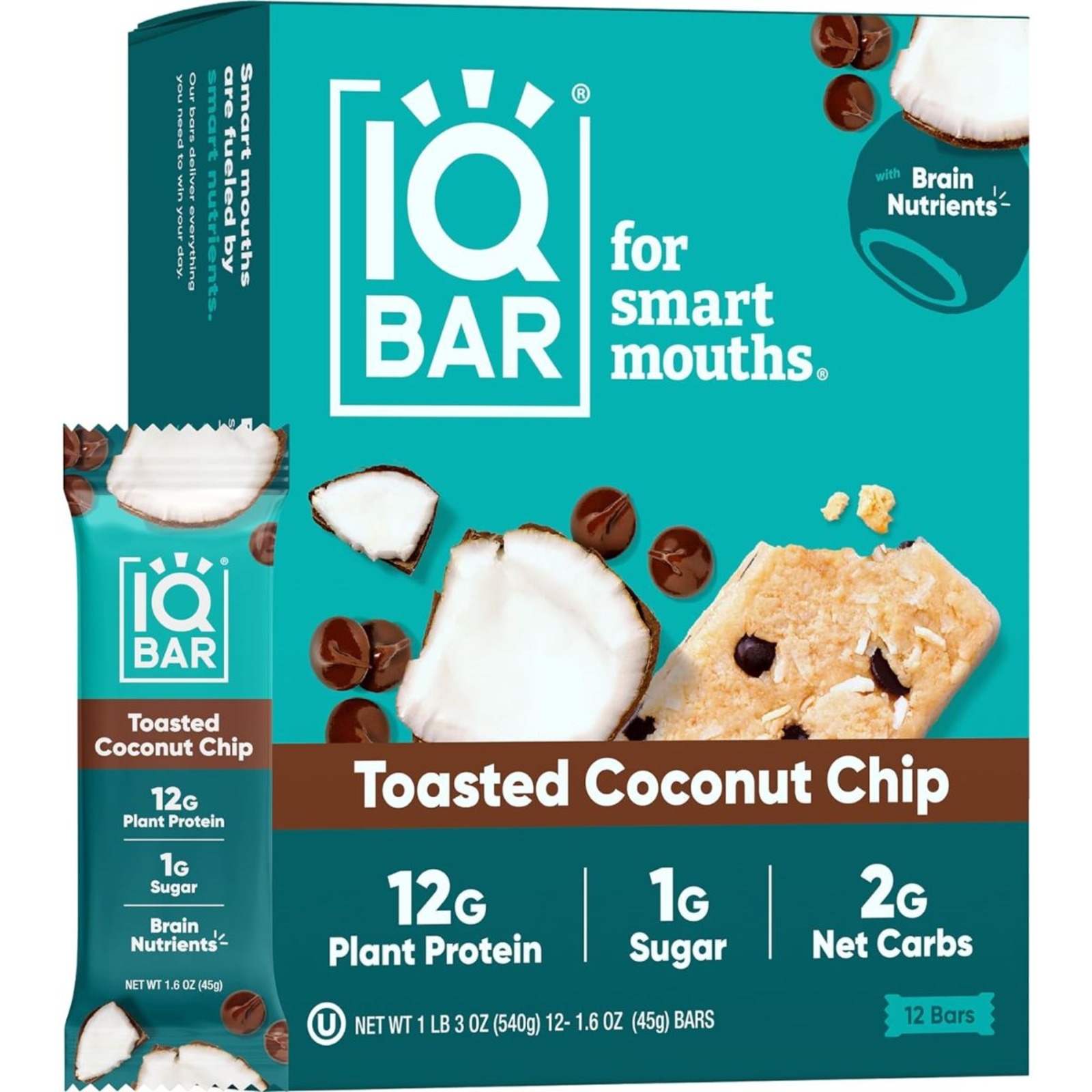 IQBar Plant Protein Bar - Toasted Coconut Chip x12 | NTUC FairPrice